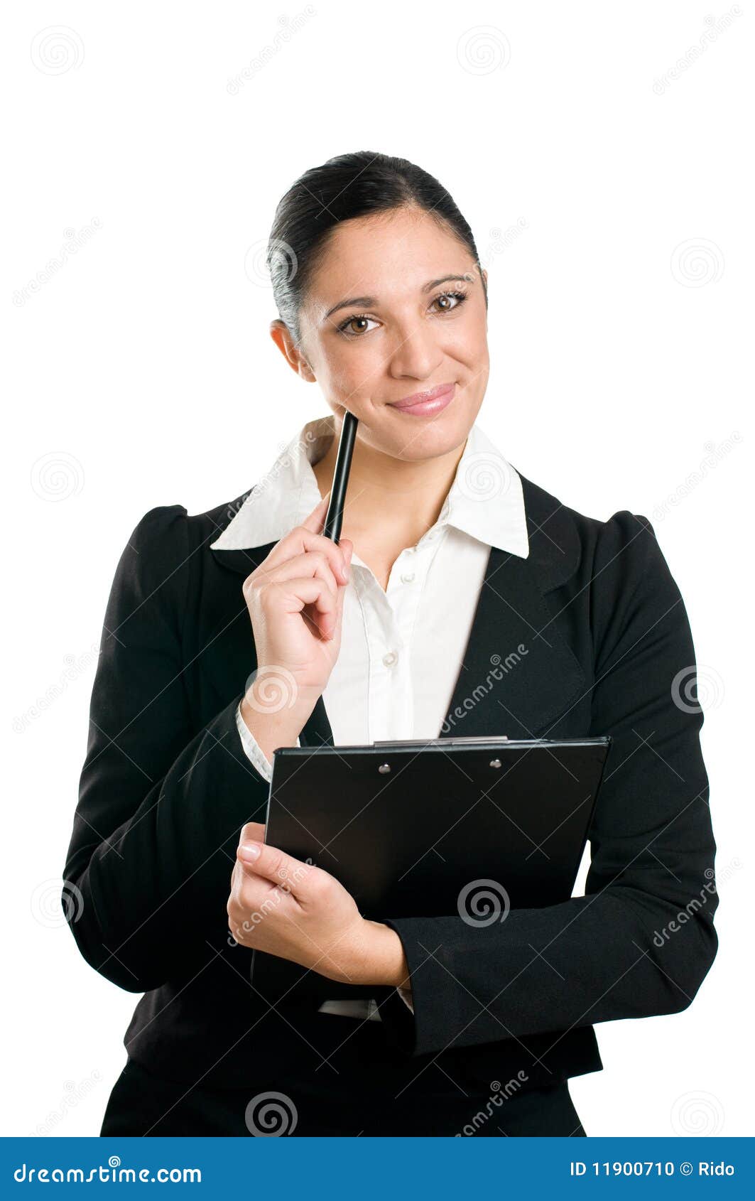 Business Woman with Clipboard Stock Photo - Image of office, black ...