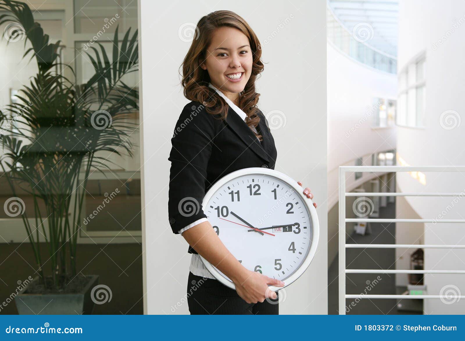 Business Woman with Clock stock photo. Image of late, appointment - 1803372