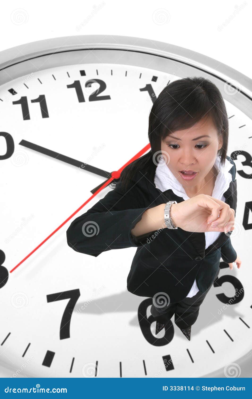 Business Woman on Clock stock photo. Image of asian, rush - 3338114