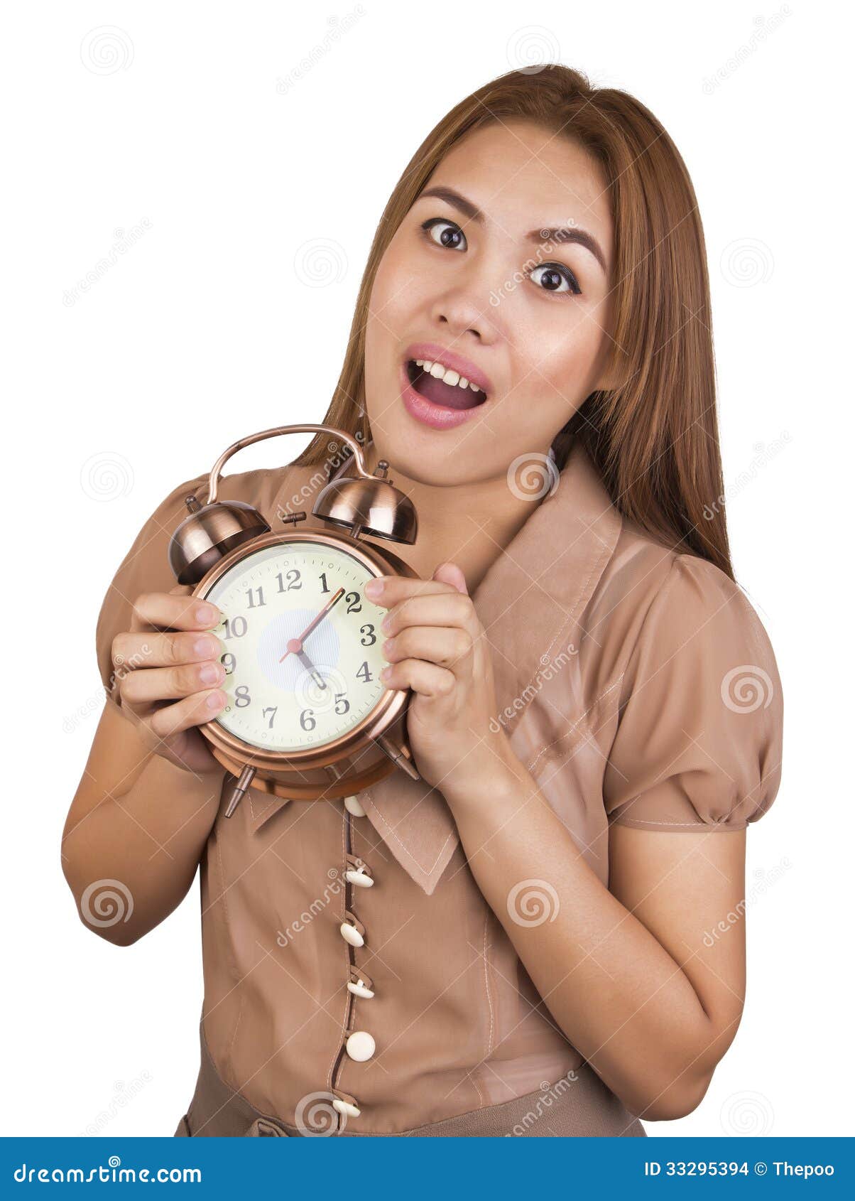 Business woman with clock stock photo. Image of business - 33295394