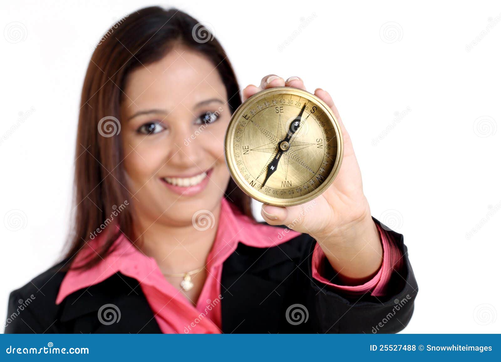 Business Woman with Compass Stock Photo - Image of guidance, holding ...