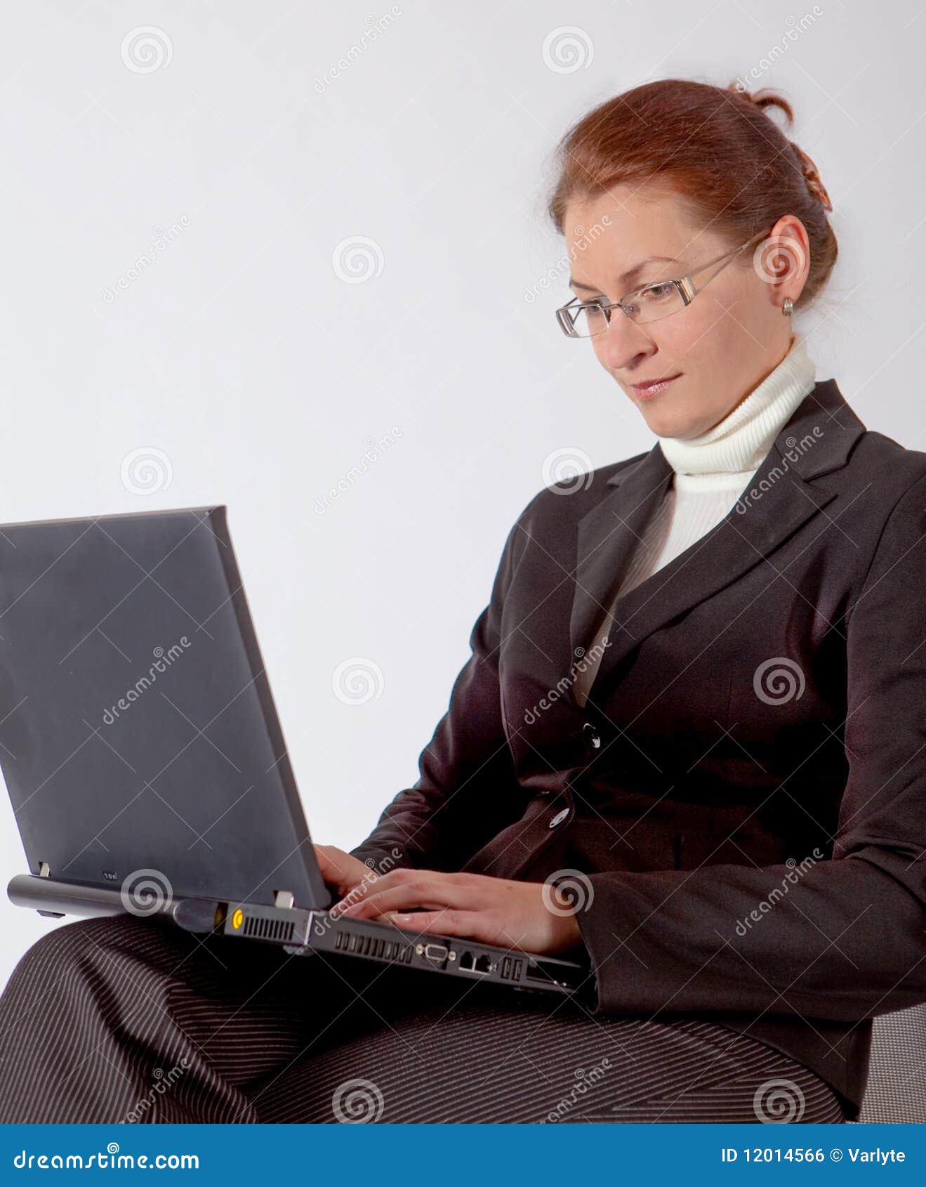 Business Woman with Computer Stock Photo - Image of businesswoman, girl ...