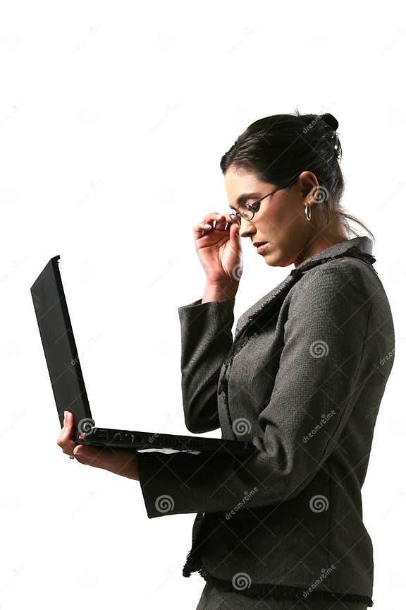 Business Woman with Computer Stock Image - Image of industry, female ...