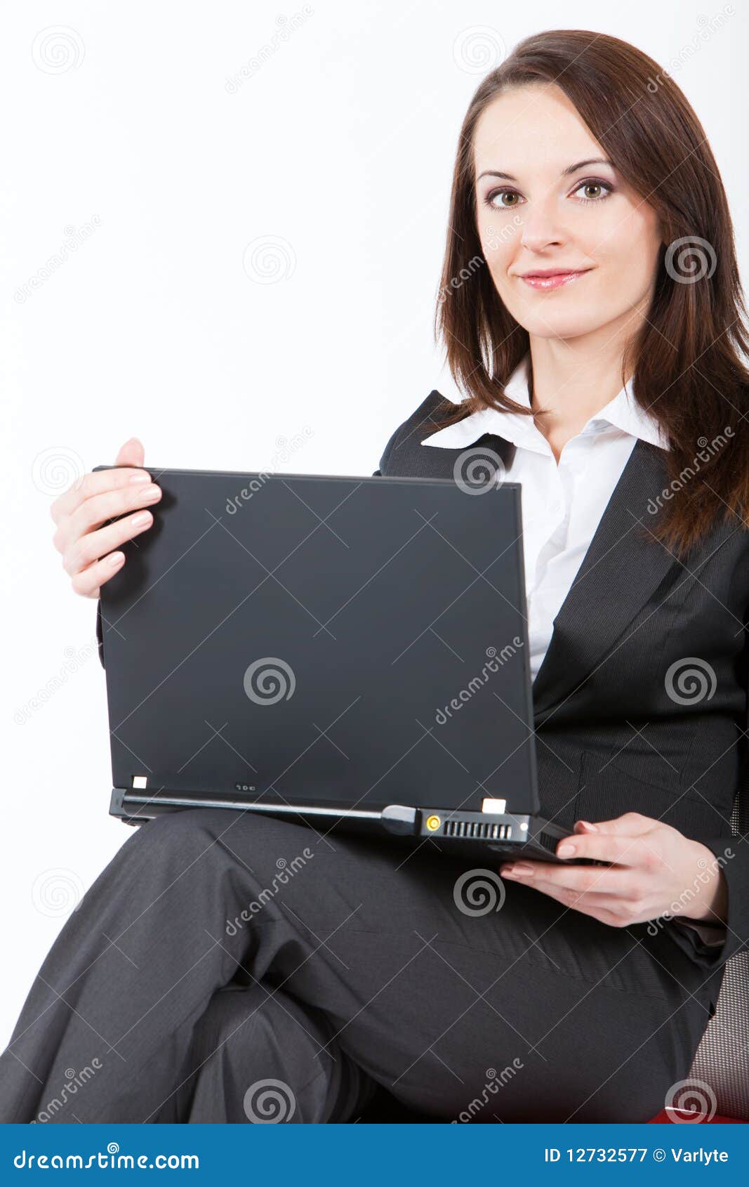 Business Woman with Computer Stock Image - Image of contemporary, suit ...