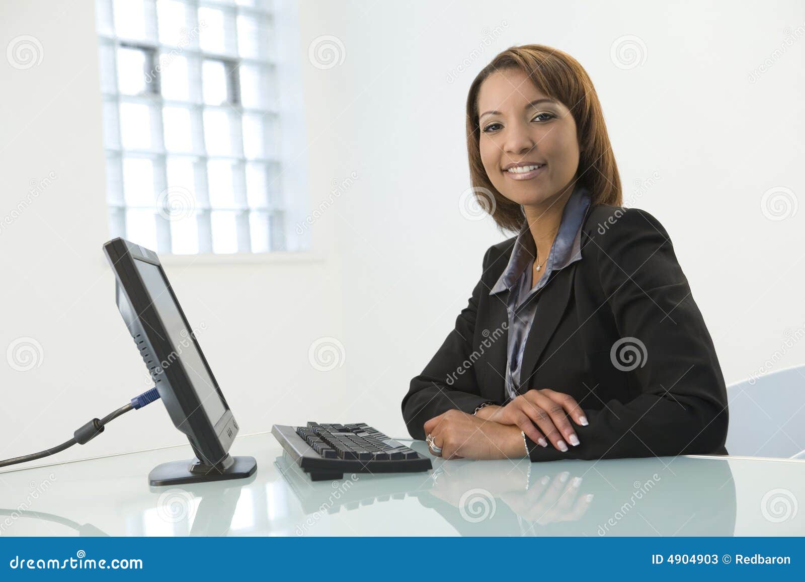 Business Woman with Computer Stock Image - Image of american, african ...