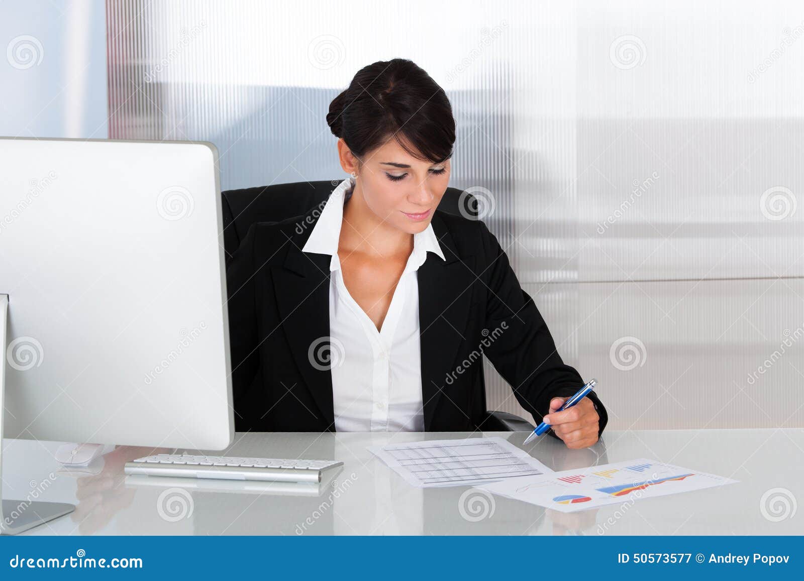 Business Woman with Computer Stock Image - Image of cheerful, girl ...