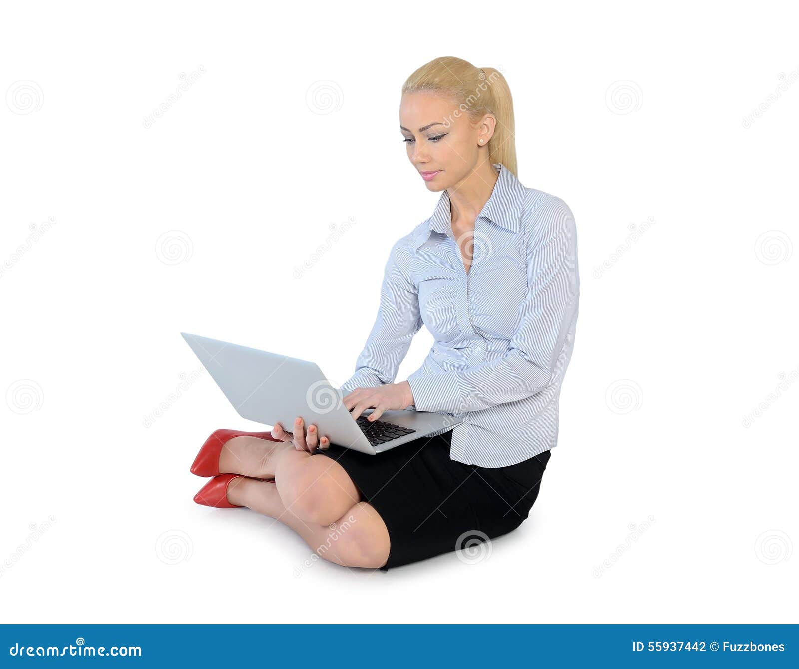 Business Woman with Computer Stock Photo - Image of office, break: 55937442