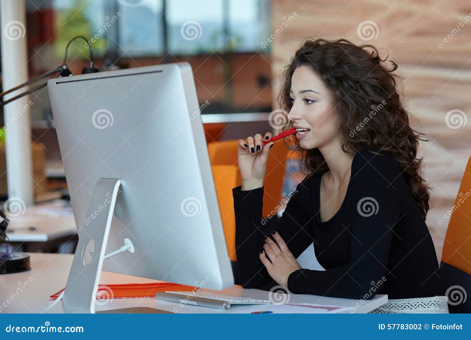 Business Woman with Computer Stock Photo - Image of confident, pretty ...