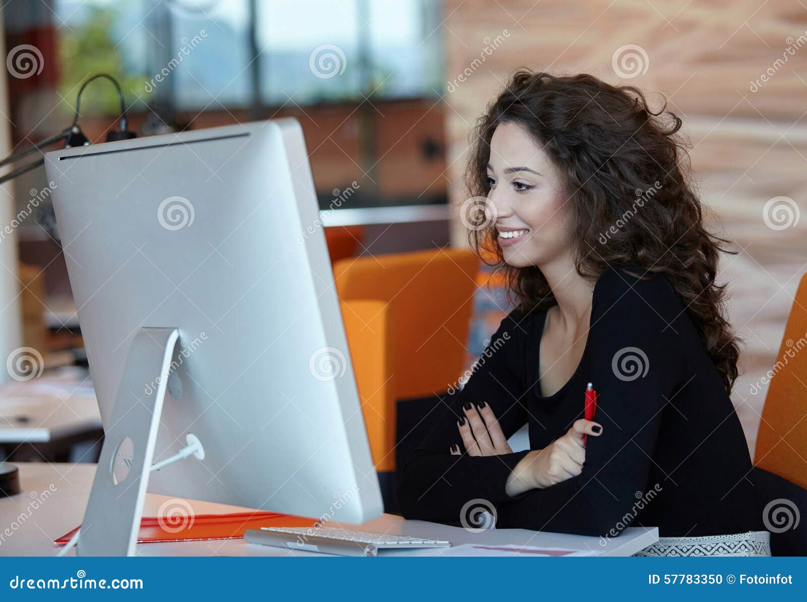 Business Woman with Computer Stock Photo - Image of office, caucasian ...