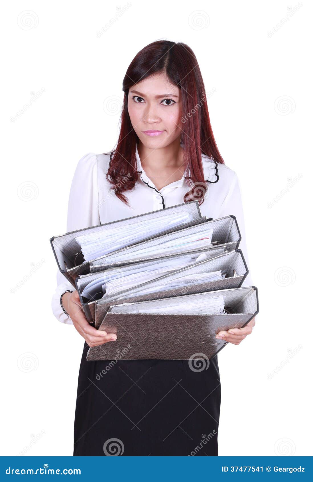 Business Woman Confident Smile Holding Folder Documents Stock Image ...