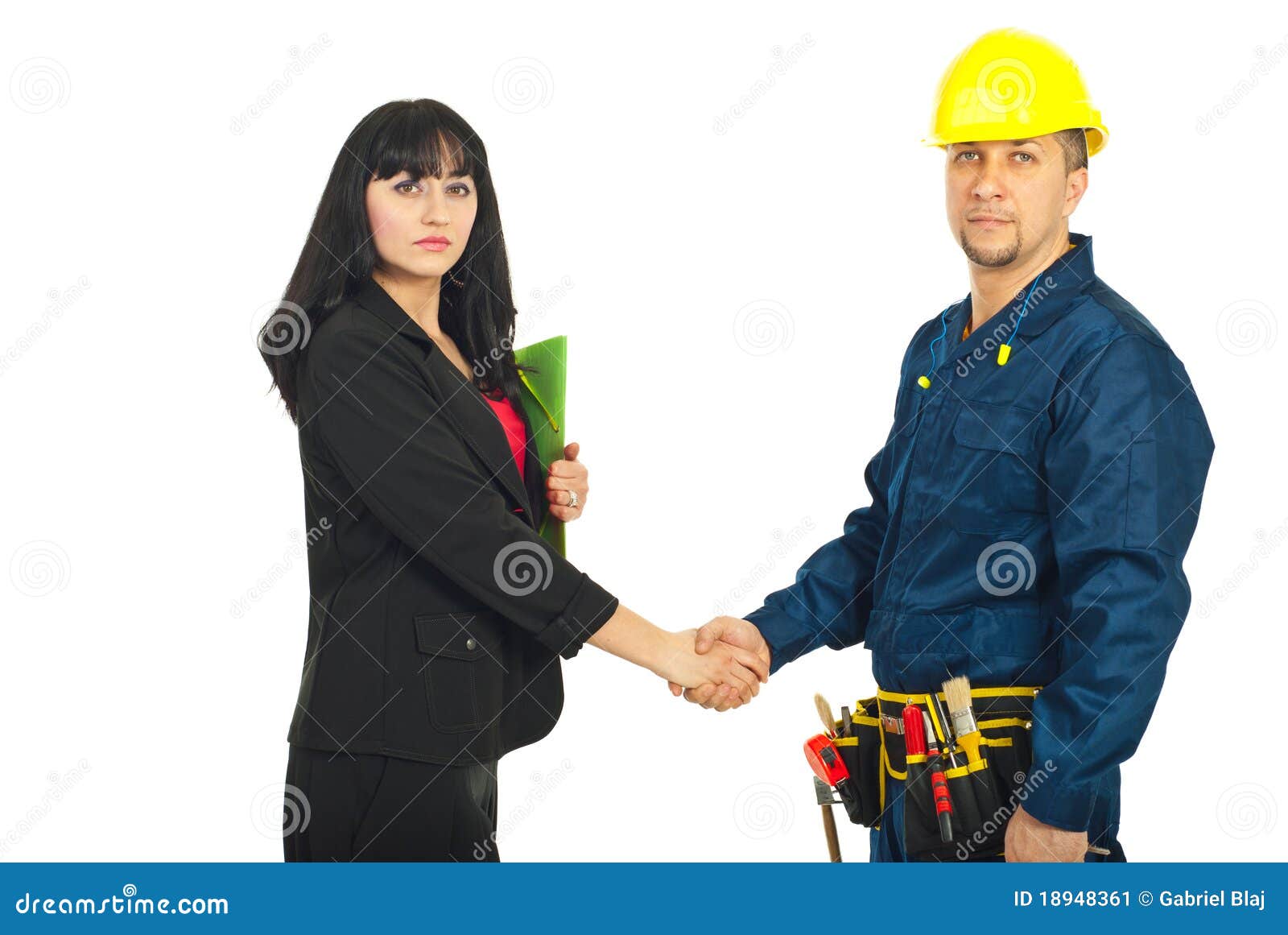 Business Woman And Constructor Worker Deal Stock Image - Image of male ...