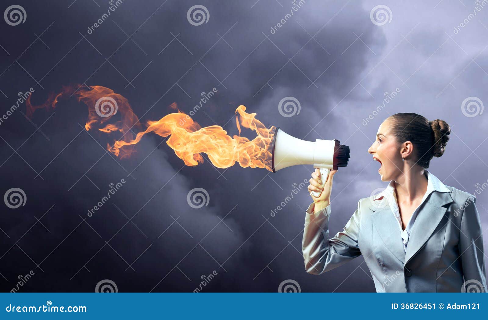 Business Woman Cooks Shouting into a Megaphone Stock Image - Image of ...