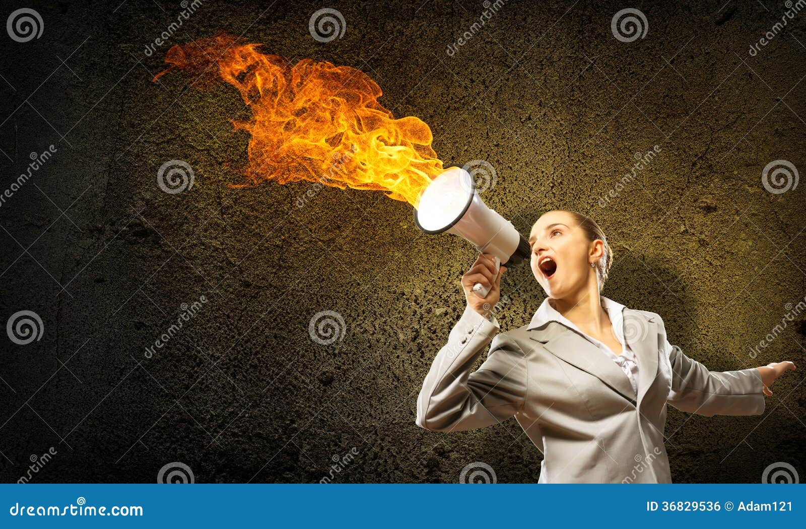 Business Woman Cooks Shouting into a Megaphone Stock Photo - Image of ...