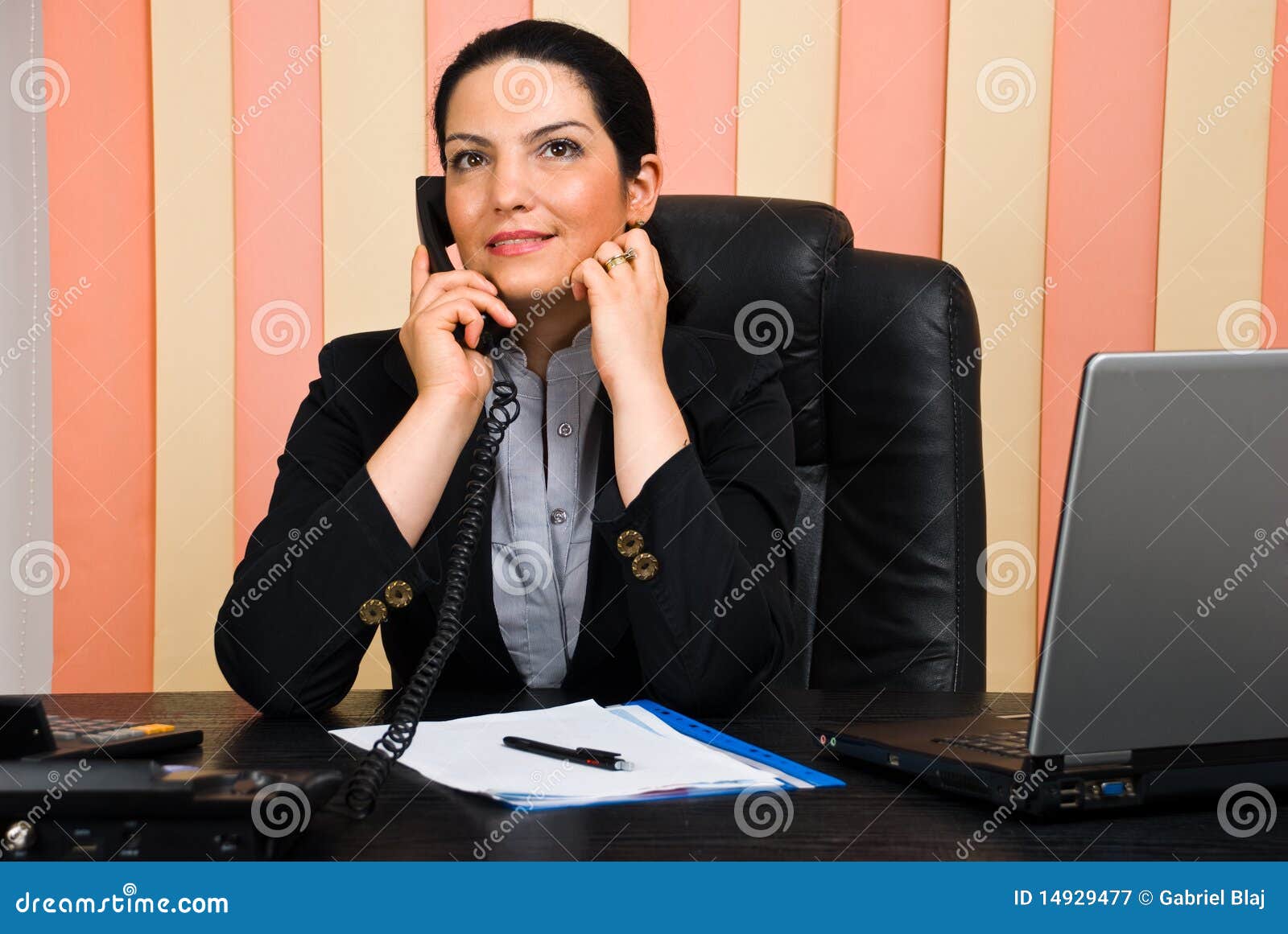 Business Woman Coversation by Telephone Stock Image - Image of desk ...