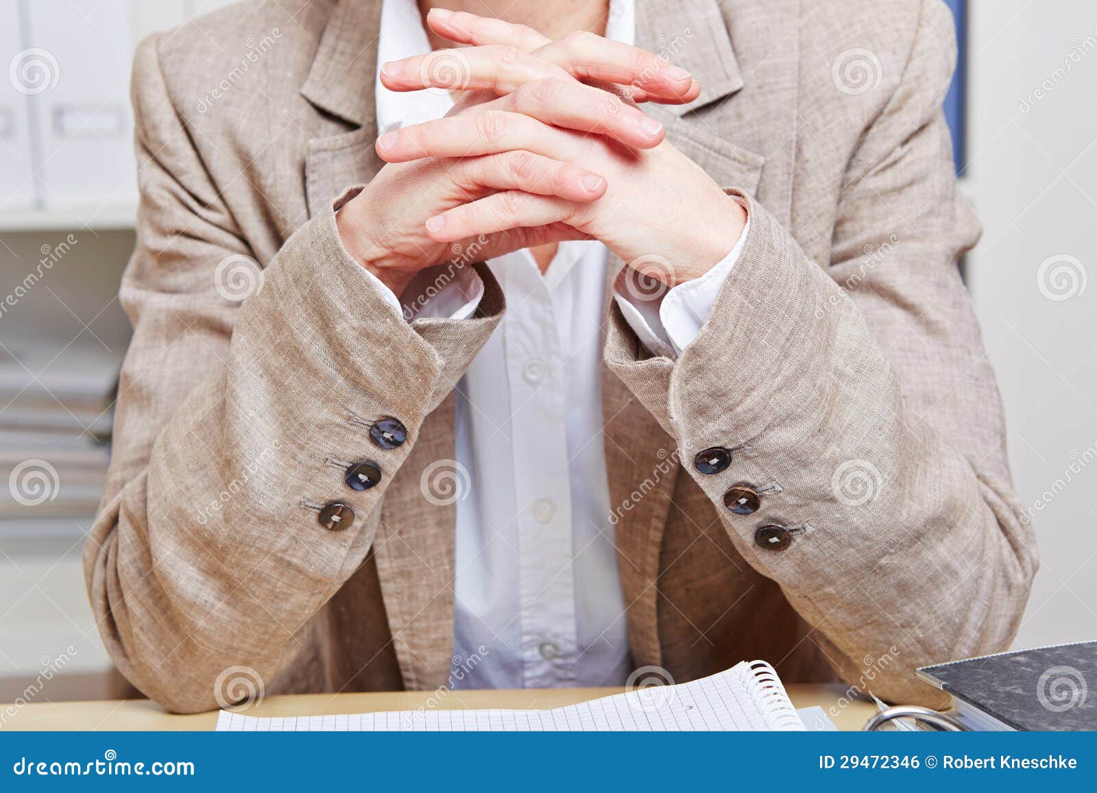 Business Woman Crossing Hands at Stock Photo - Image of finger ...