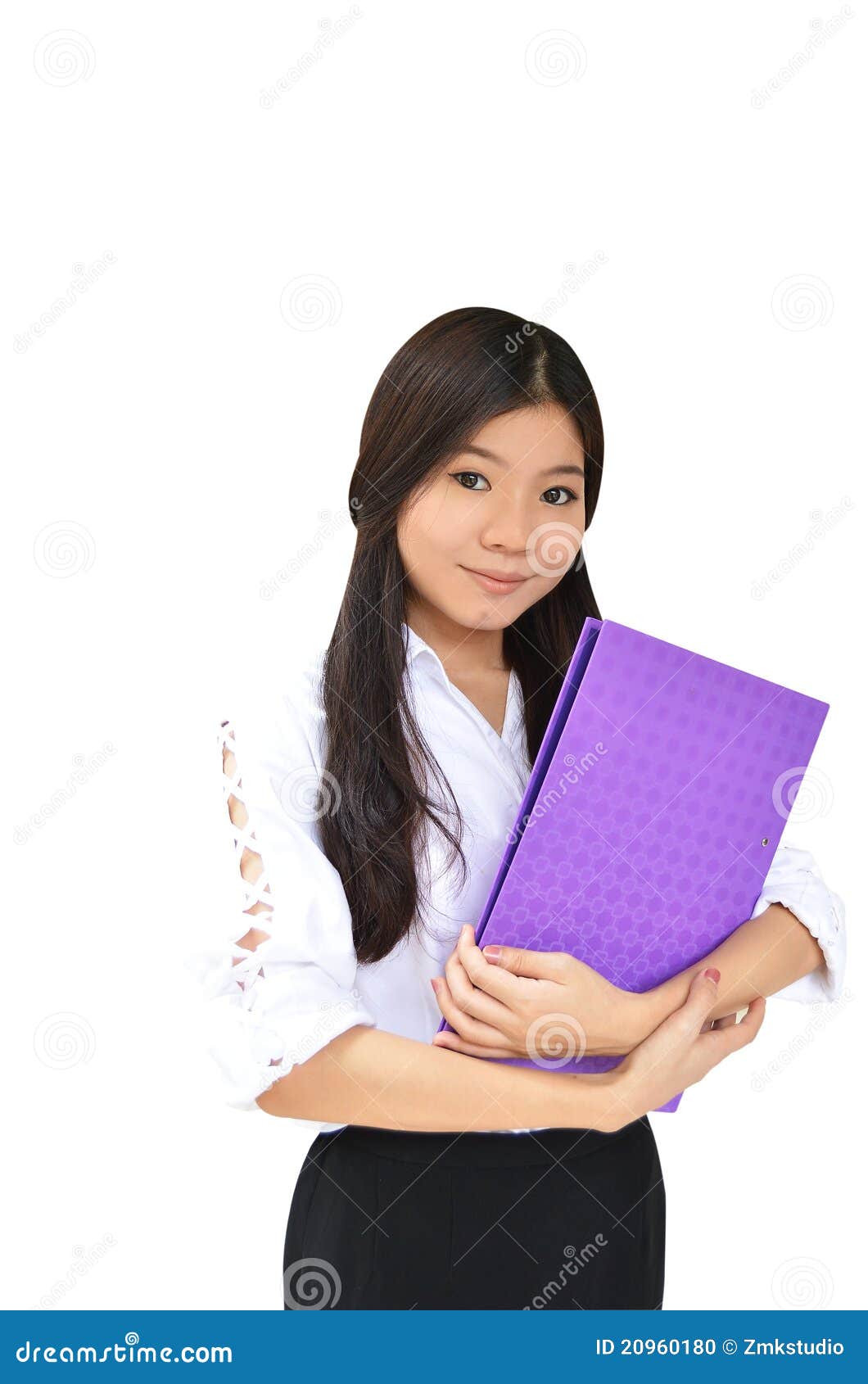 Business Woman with Document File Stock Photo - Image of expression ...