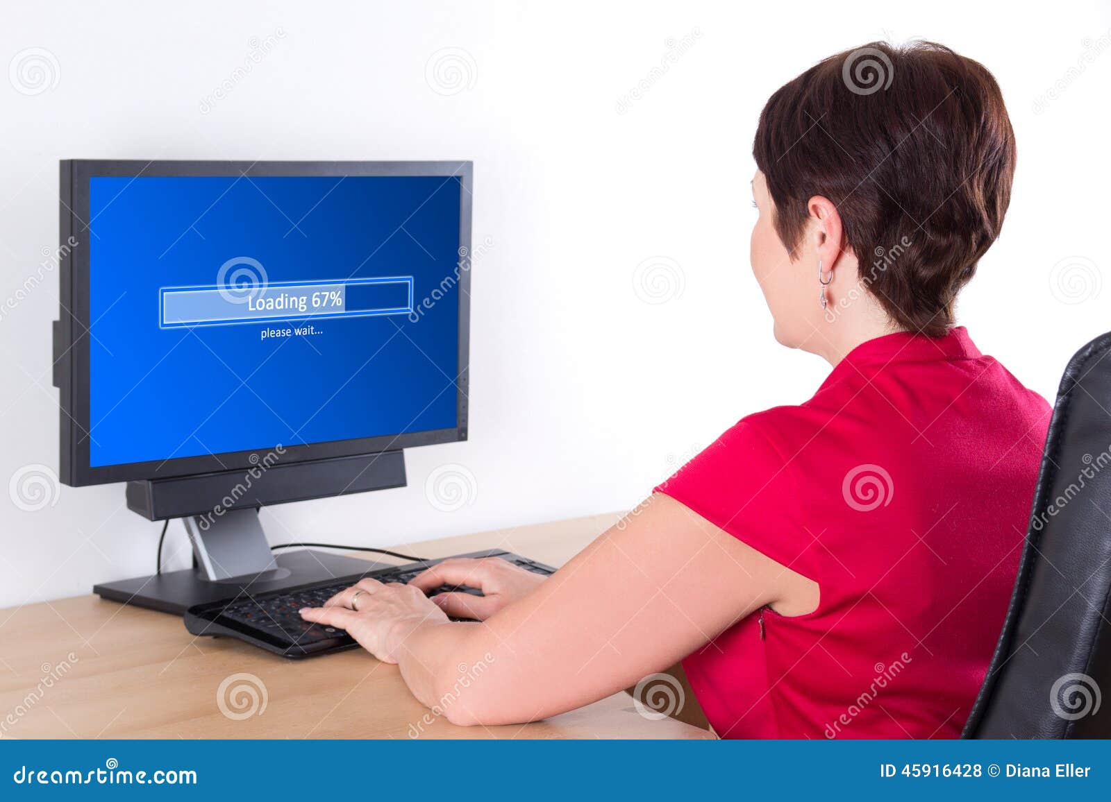 Business Woman Downloading Something from Internet Using Pc Stock Photo ...