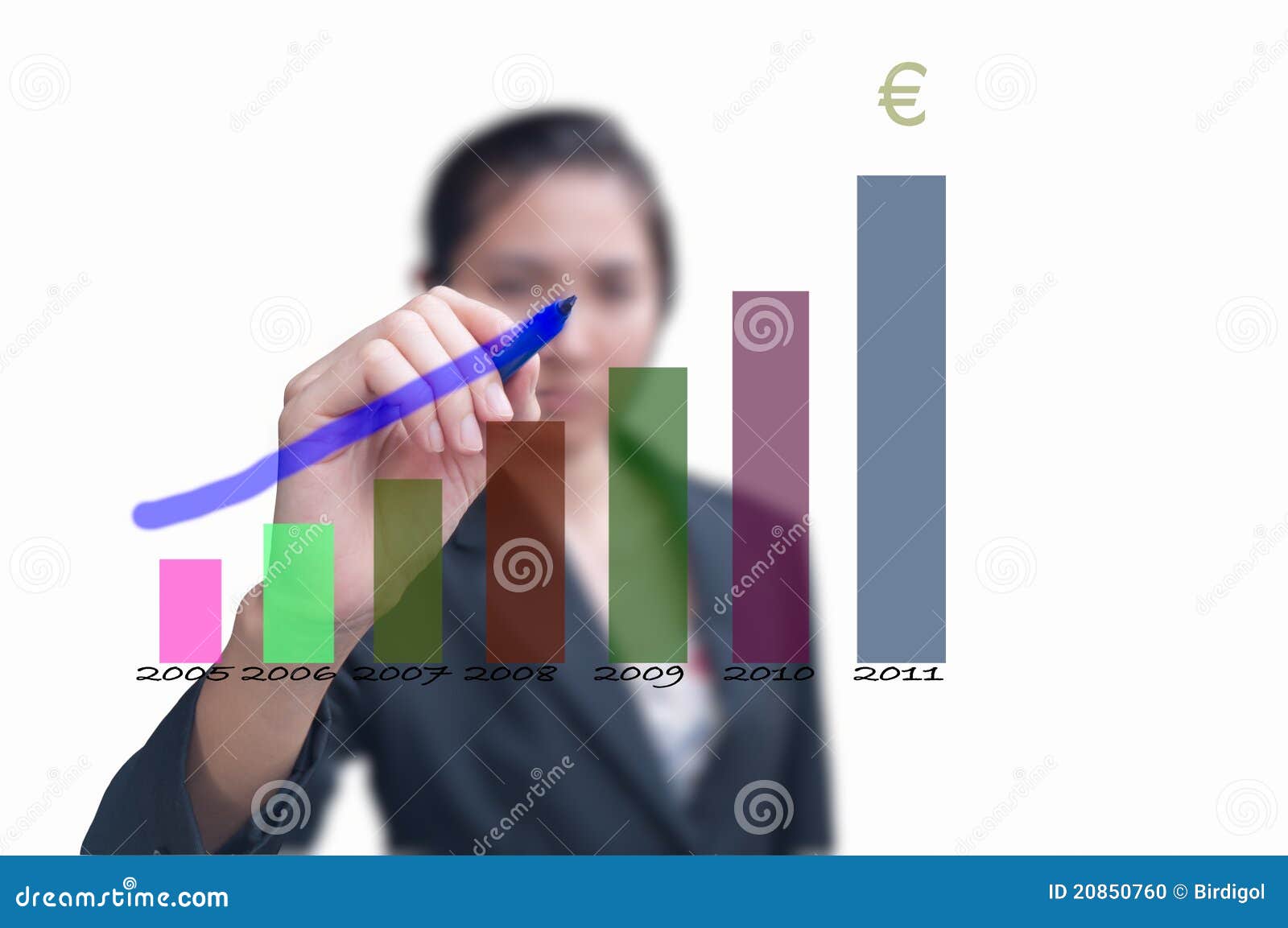 Business Woman Drawing Increasing Graph Stock Photo - Image of isolated ...