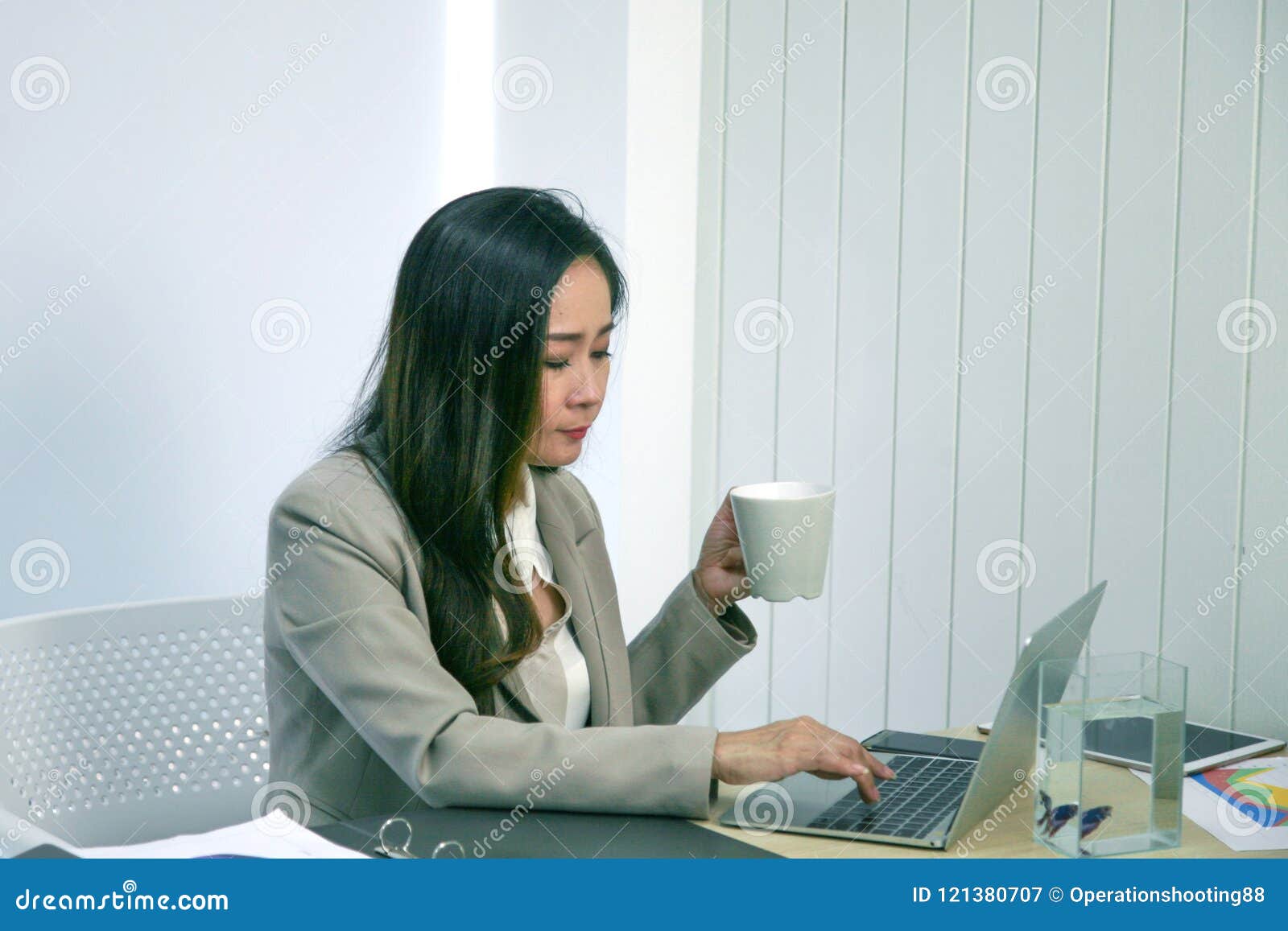 Business Woman Drink Coffee Stock Image - Image of beautiful, lifestyle ...