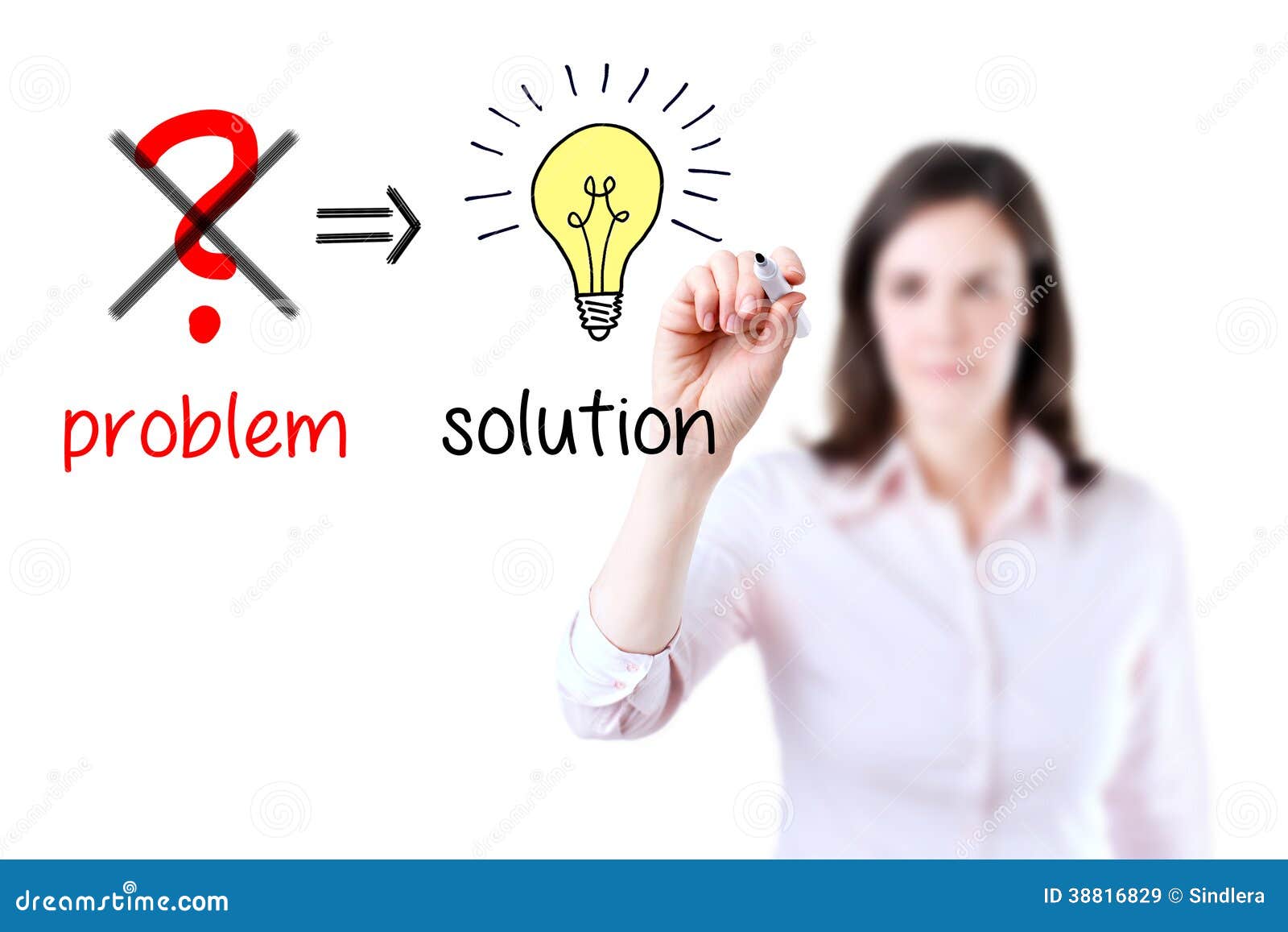 Business Woman Eliminate Problem, Find Solution. Stock Image - Image of ...