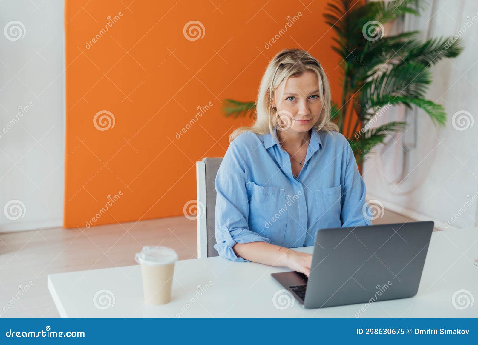 Business Woman Executive at Work in Office at Computer Stock Image ...