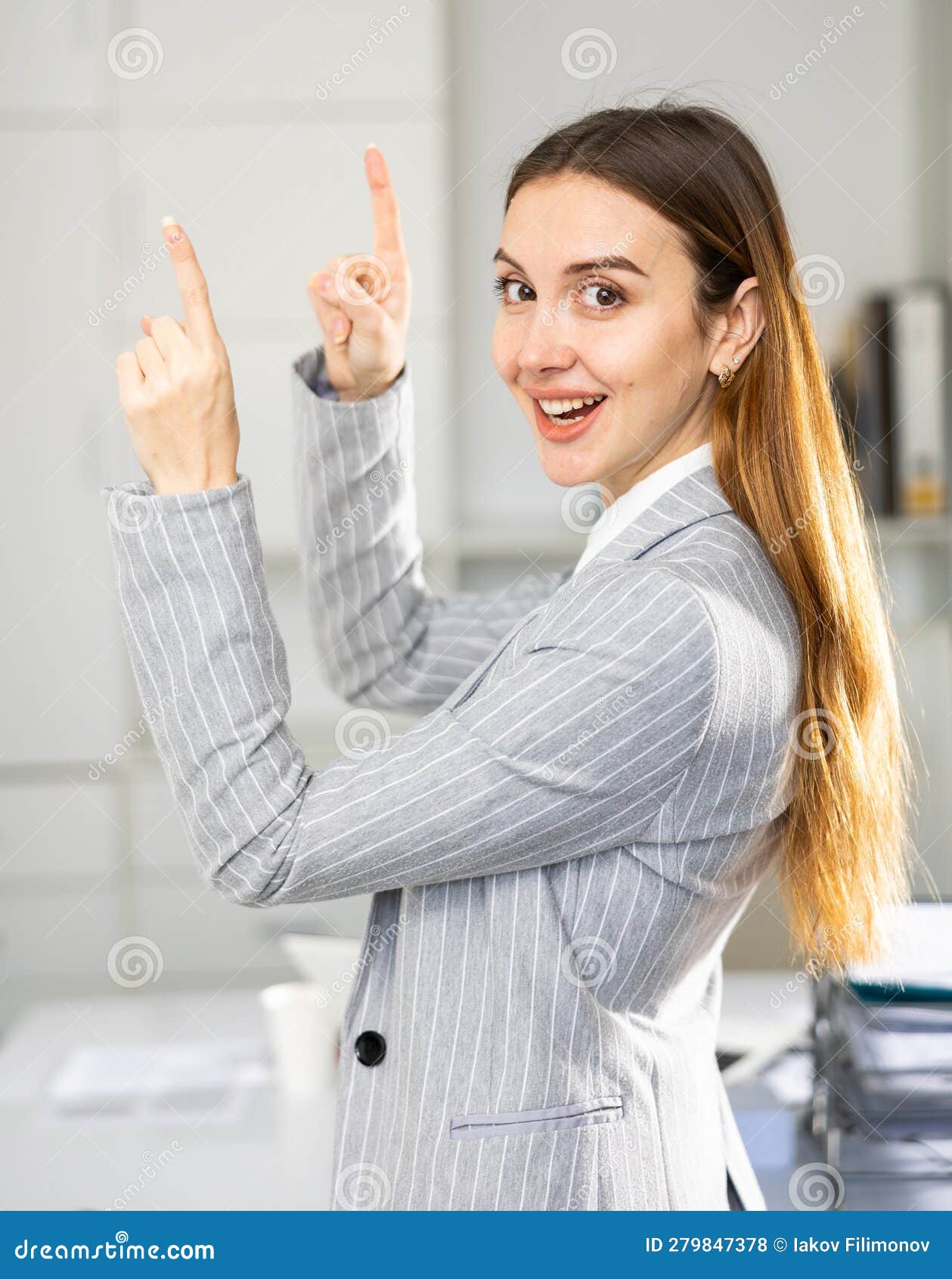 Business Woman Expresses Different Emotions while Working in Office ...