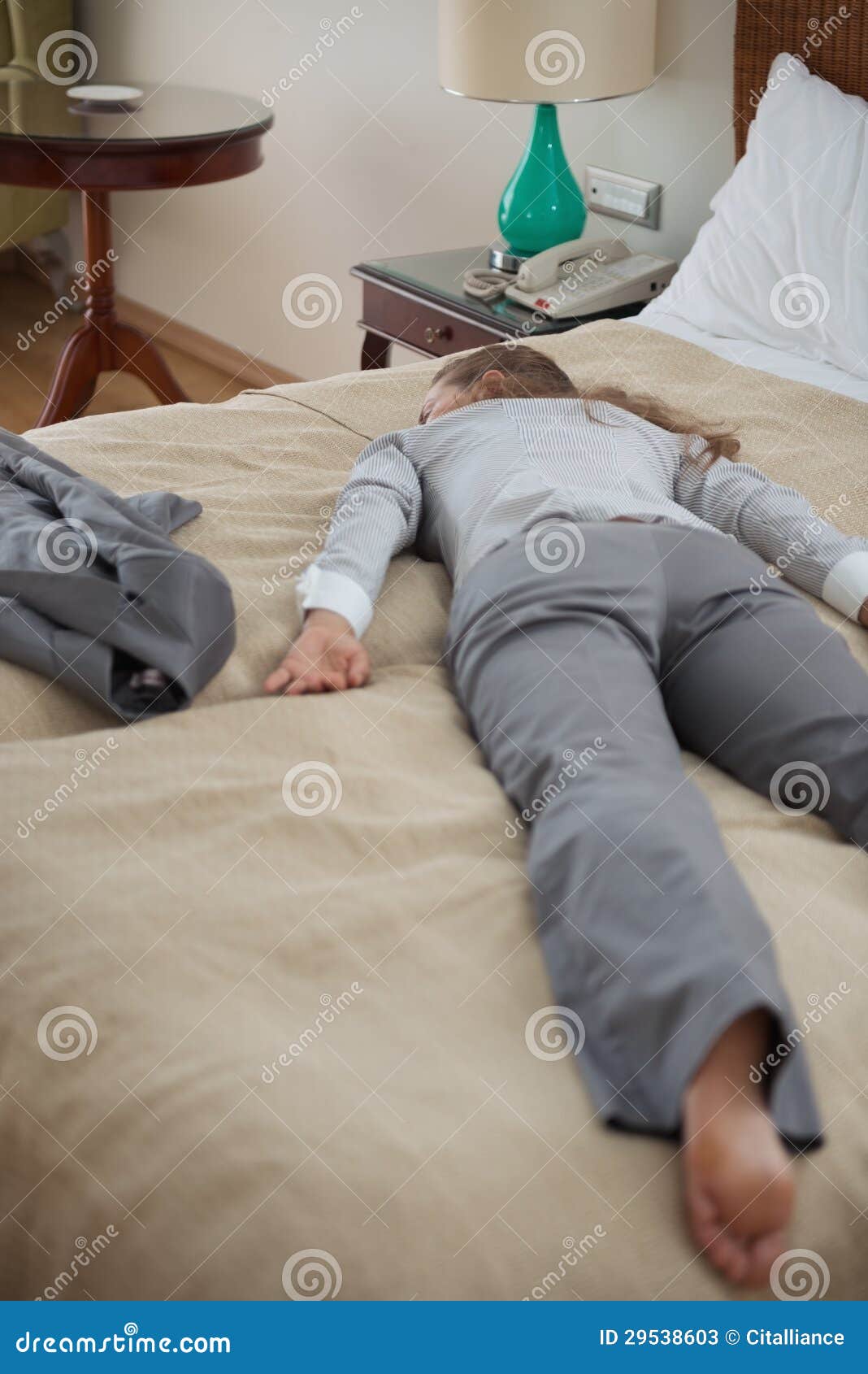 Business Woman Fall Down from Exhaustion in Room Stock Image - Image of ...