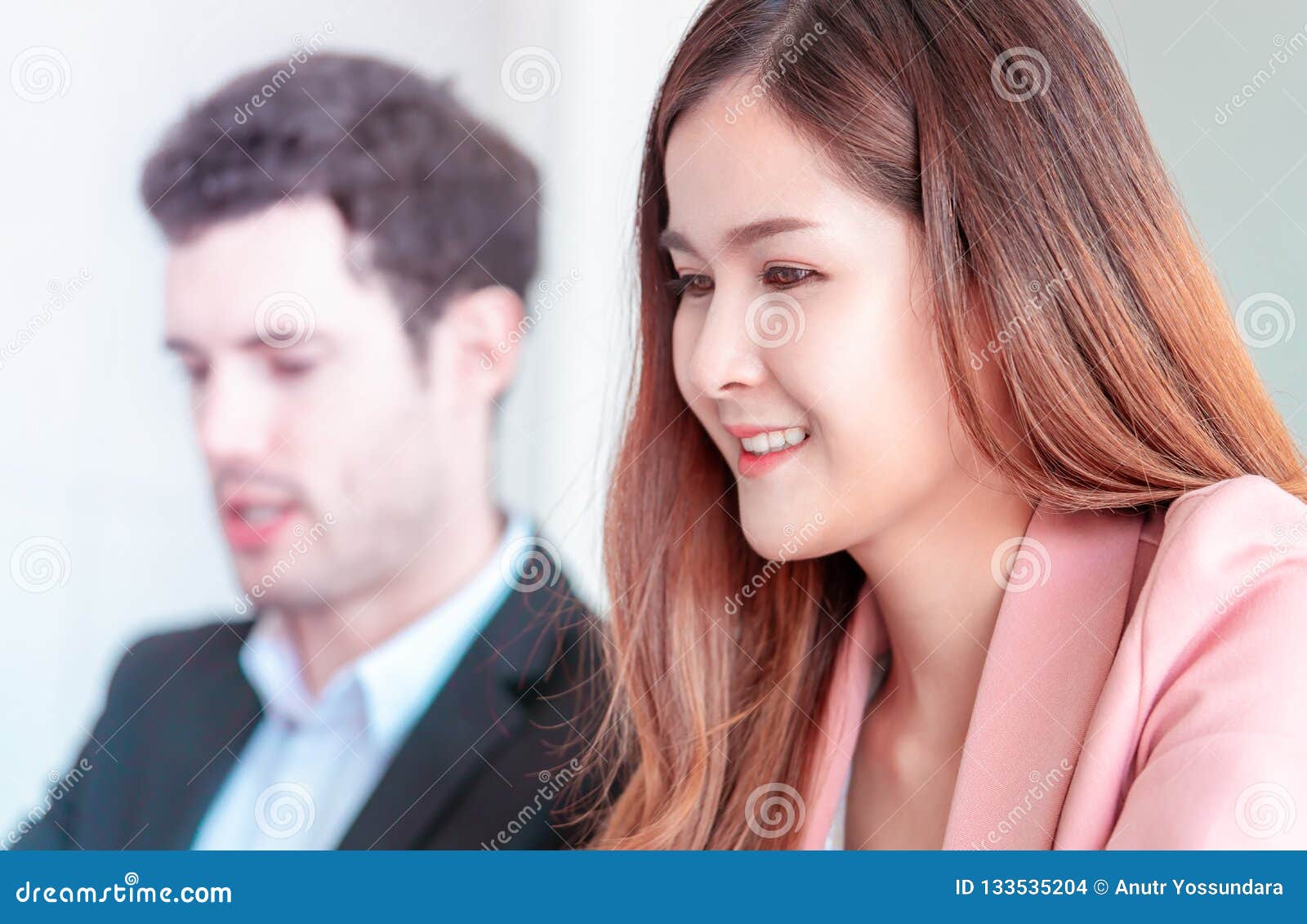 Business Woman Falling in Love with Boss at Work Stock Photo - Image of ...