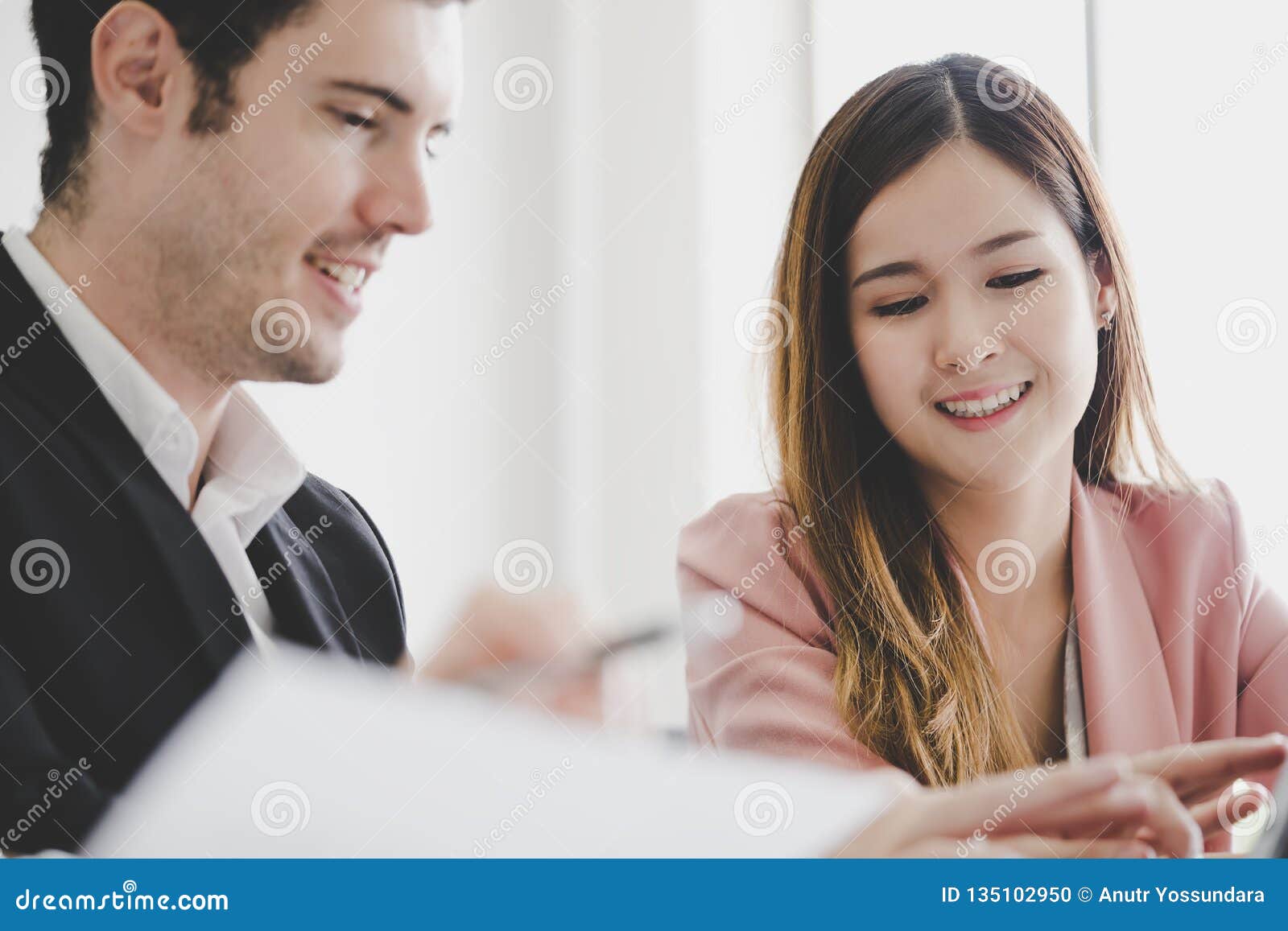 Business Woman Falling in Love with Boss at Work Stock Photo - Image of ...