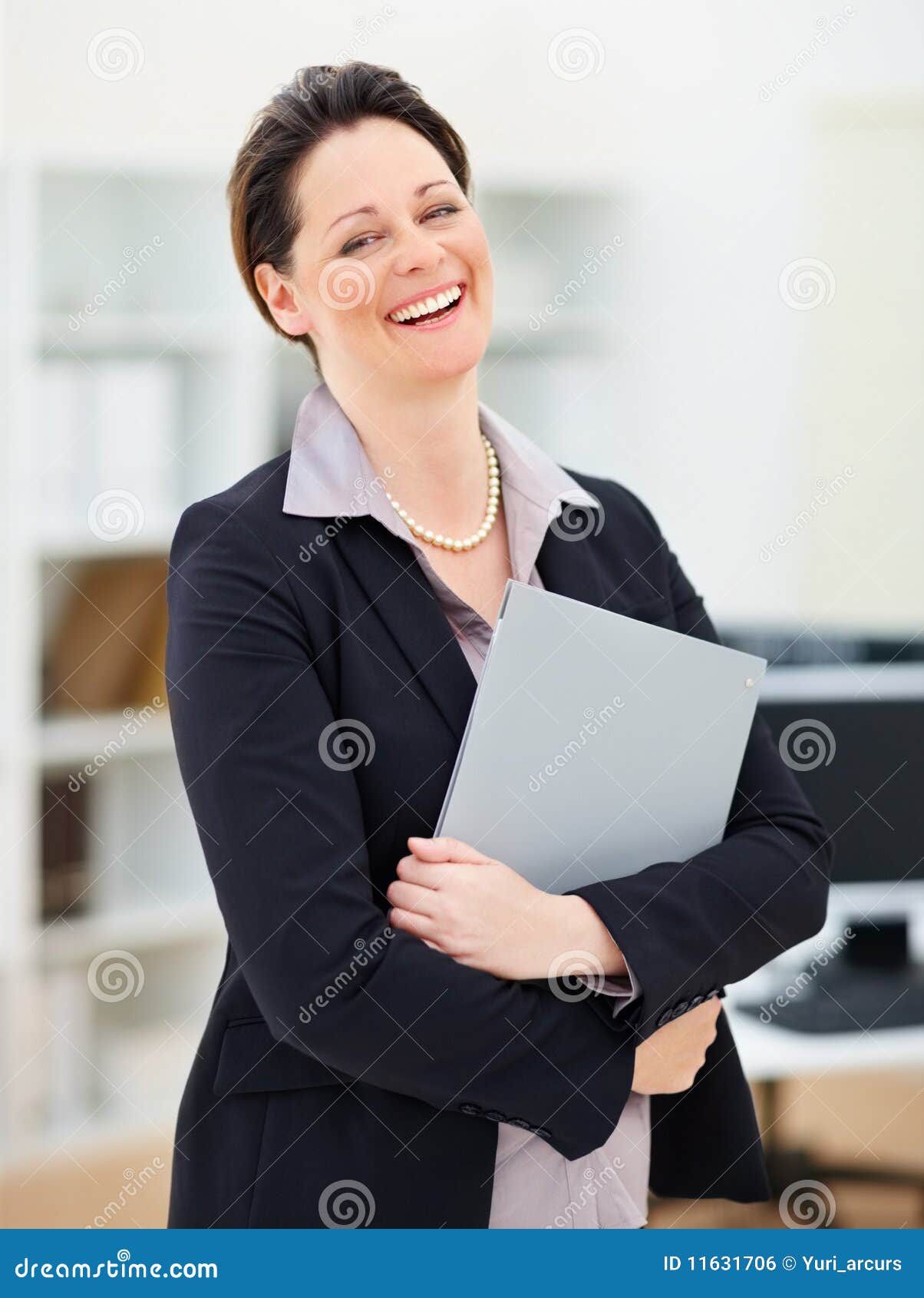 Business Woman with a File Folder , Laughing Stock Photo - Image of ...