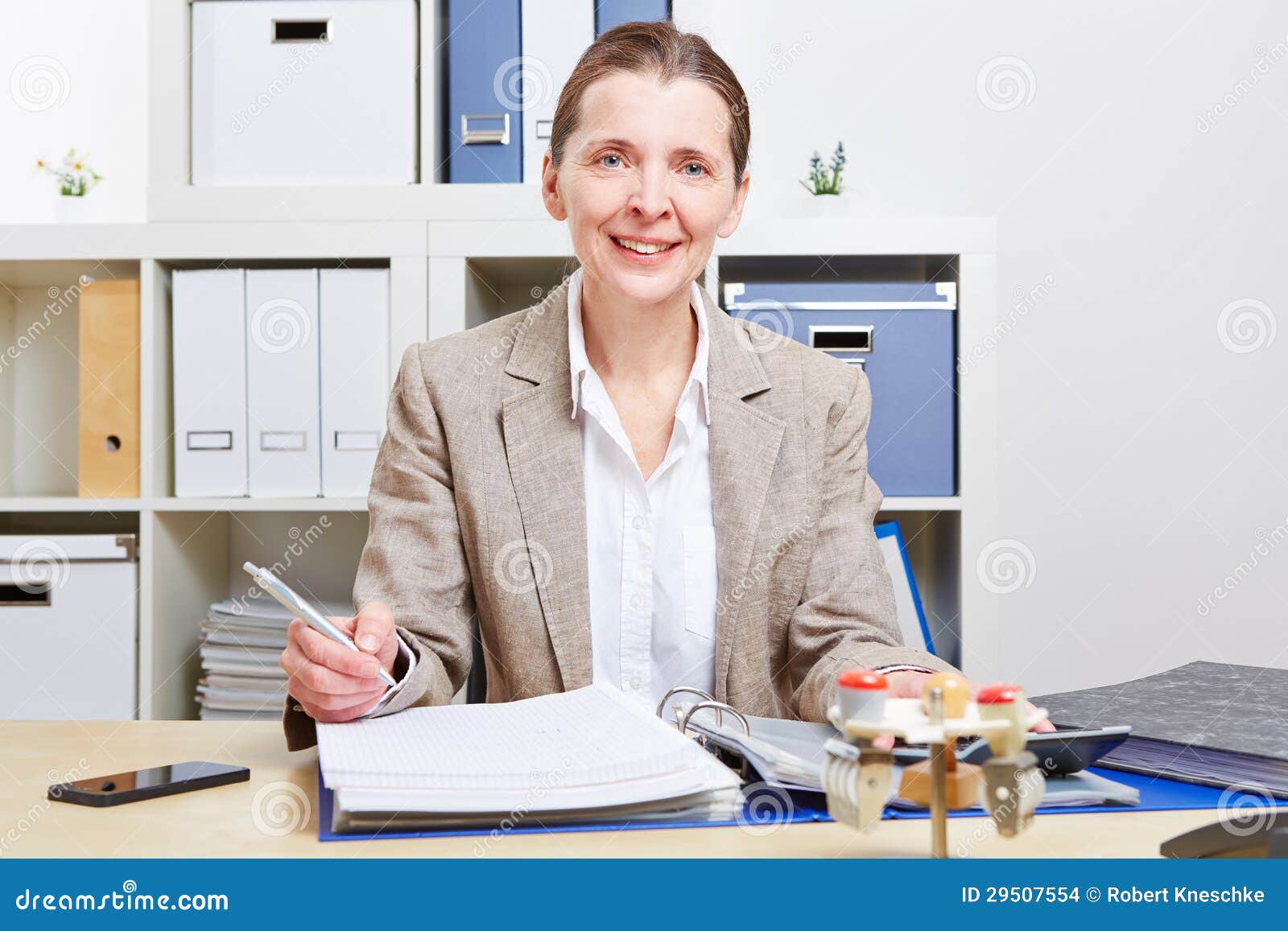 Business Woman with Files in Office Stock Photo - Image of bureaucracy ...