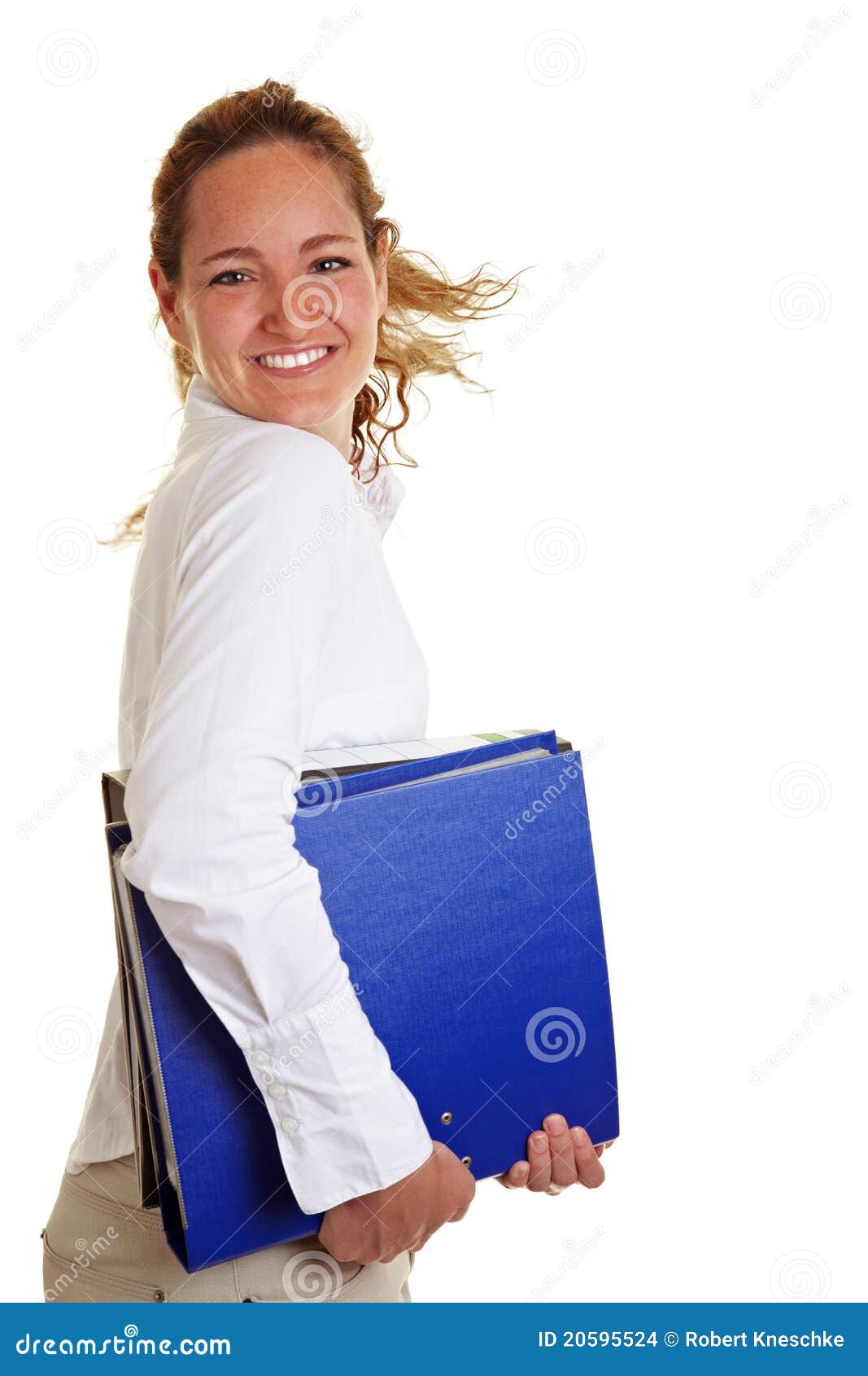 Business Woman with Files Turning Stock Photo - Image of lawyer, folder ...
