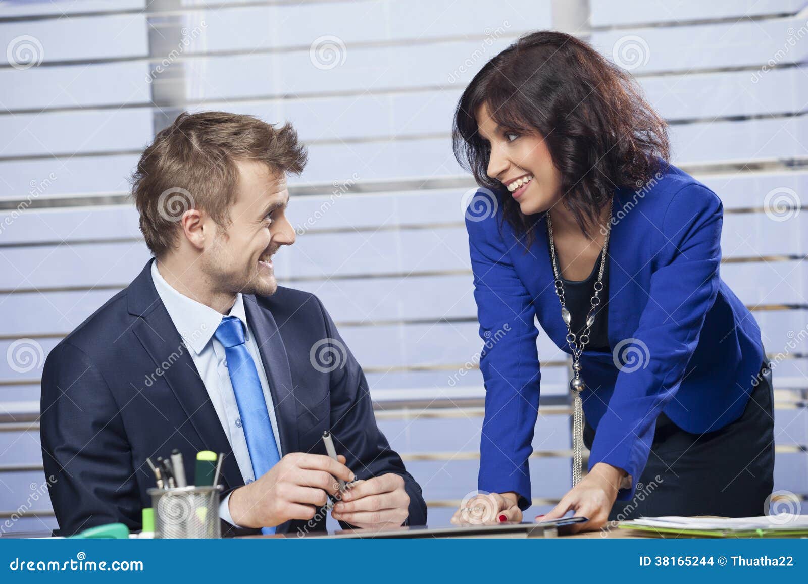 Business Woman Flirting with a Man in the Office Stock Photo - Image of ...