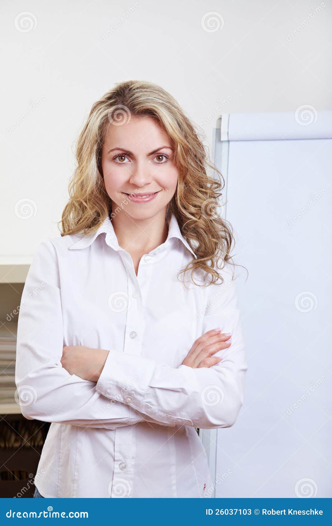 Business woman in front stock image. Image of flipchart - 26037103