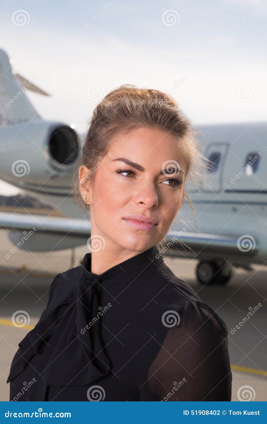 Business Woman in Front of a Corporate Jet Stock Photo - Image of ...