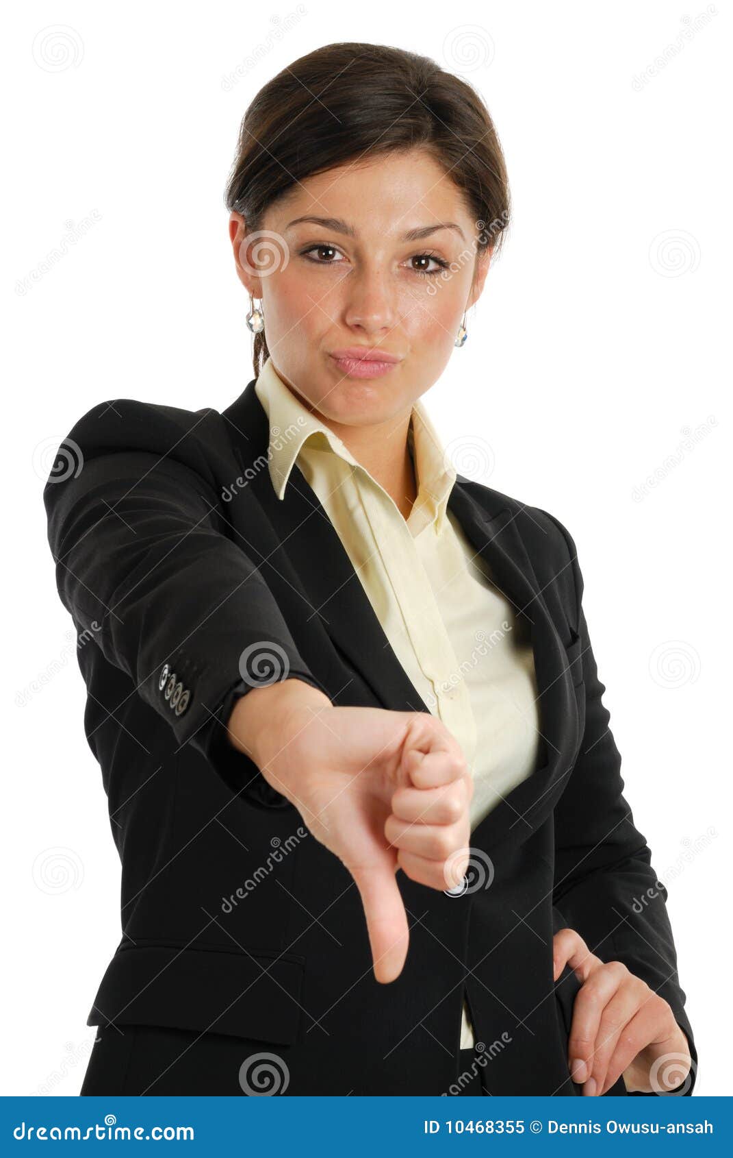 Business Woman Gesturing Thumbs Down Stock Image - Image of frustrated ...
