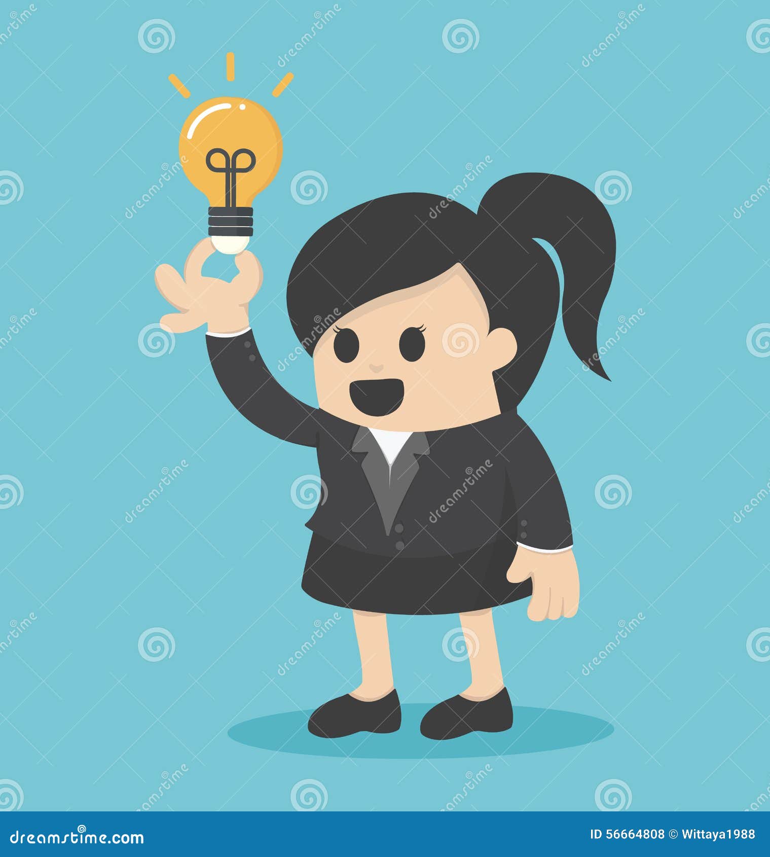 Business Woman get idea stock vector. Illustration of light - 56664808
