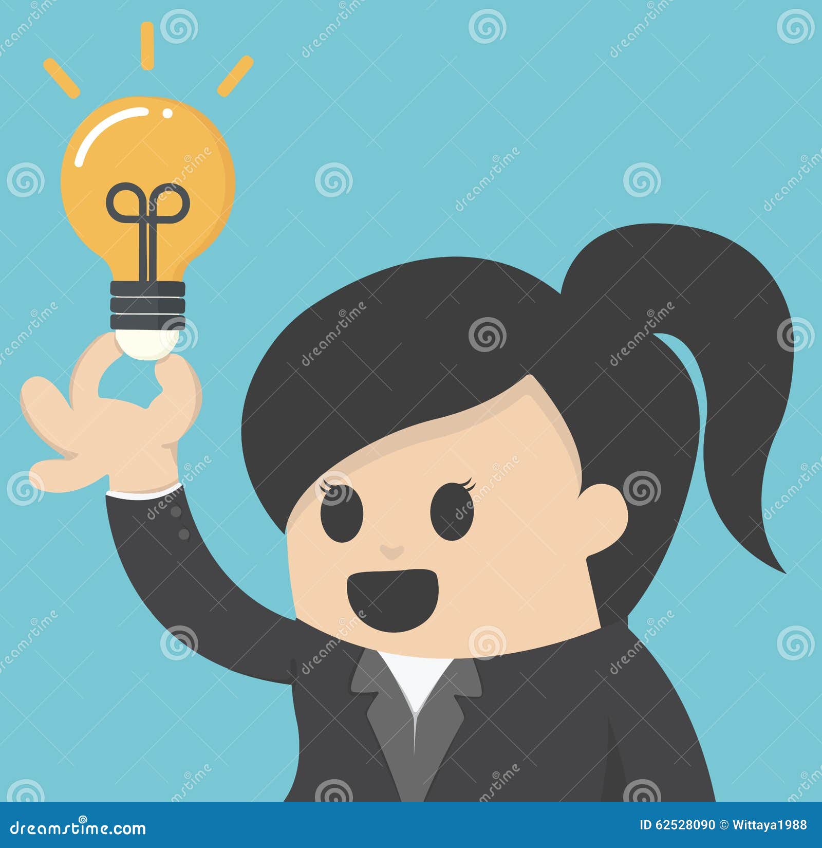 Business Woman Get the Idea Stock Vector - Illustration of bulb, idea ...