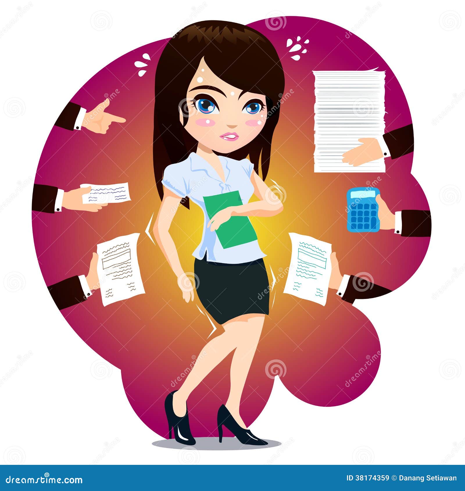 Business Woman Got Over Load Stock Vector - Illustration of desk ...