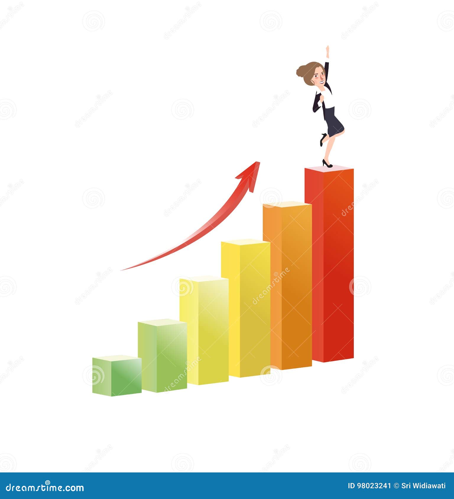 Business Woman Growing Increase a Graph Success Growth Stock Vector ...