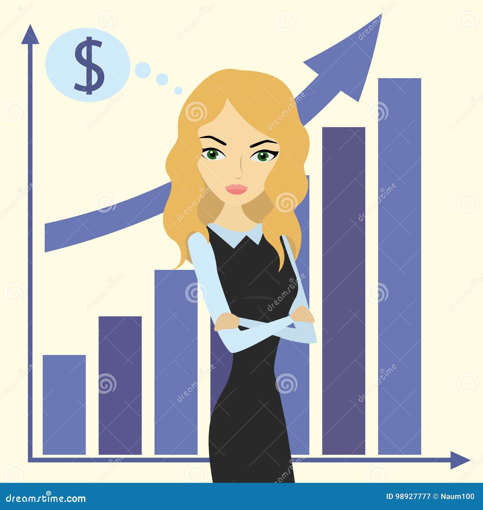 Business Woman and Growth Chart Stock Vector - Illustration of manager ...