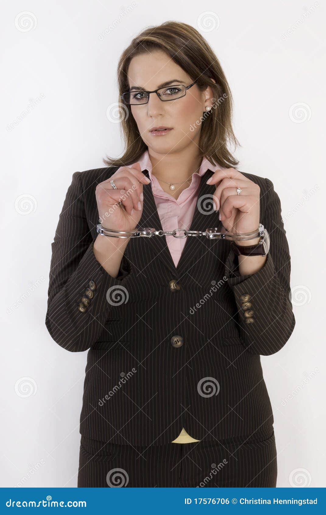 Business Woman with Handcuffs on Her Hands. Stock Photo - Image of ...