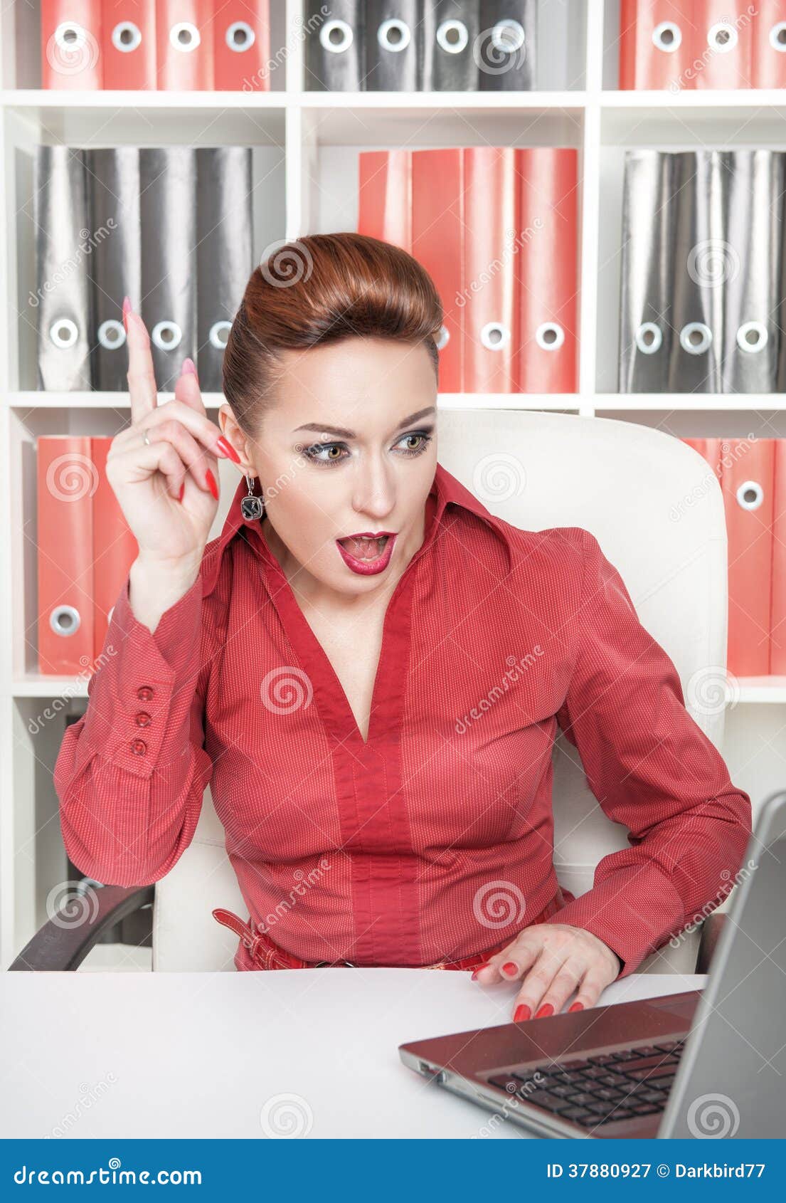 Business woman having idea stock image. Image of female - 37880927