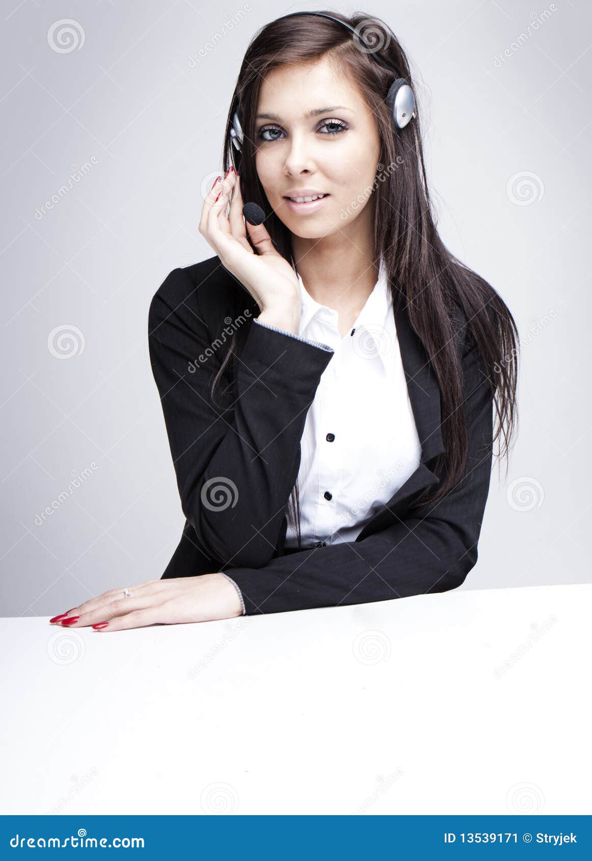 Business Woman with Headset Stock Image - Image of helpline, desktop ...