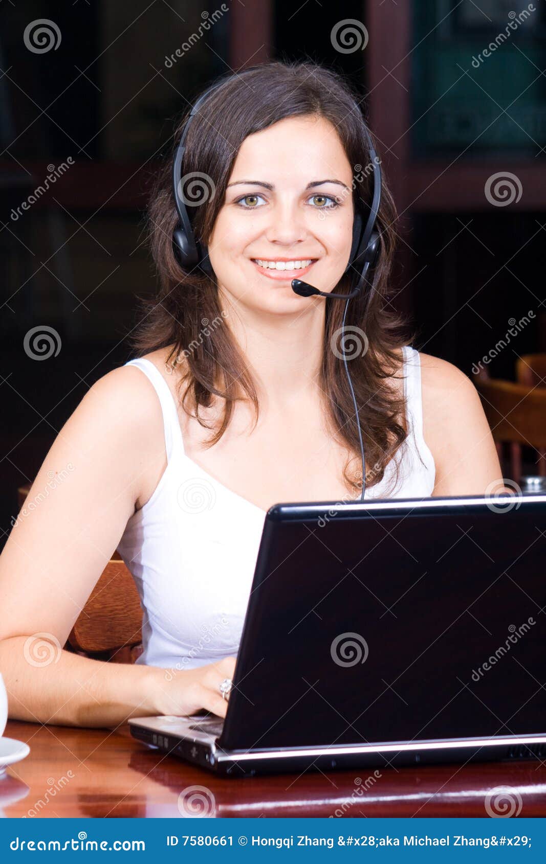 Business Woman with Headset Stock Image - Image of assistant ...