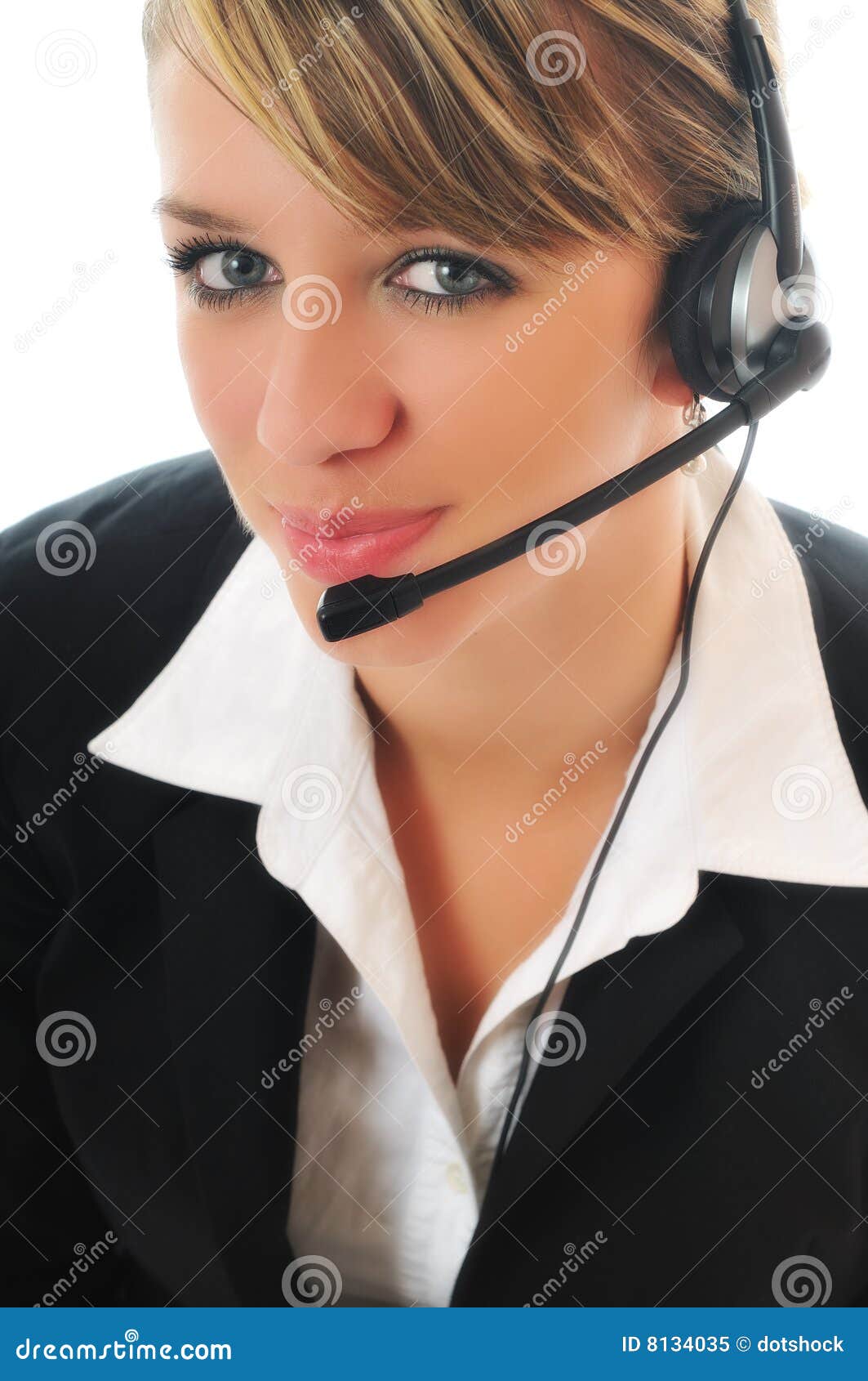 Business Woman with Headset Stock Image - Image of call, female: 8134035