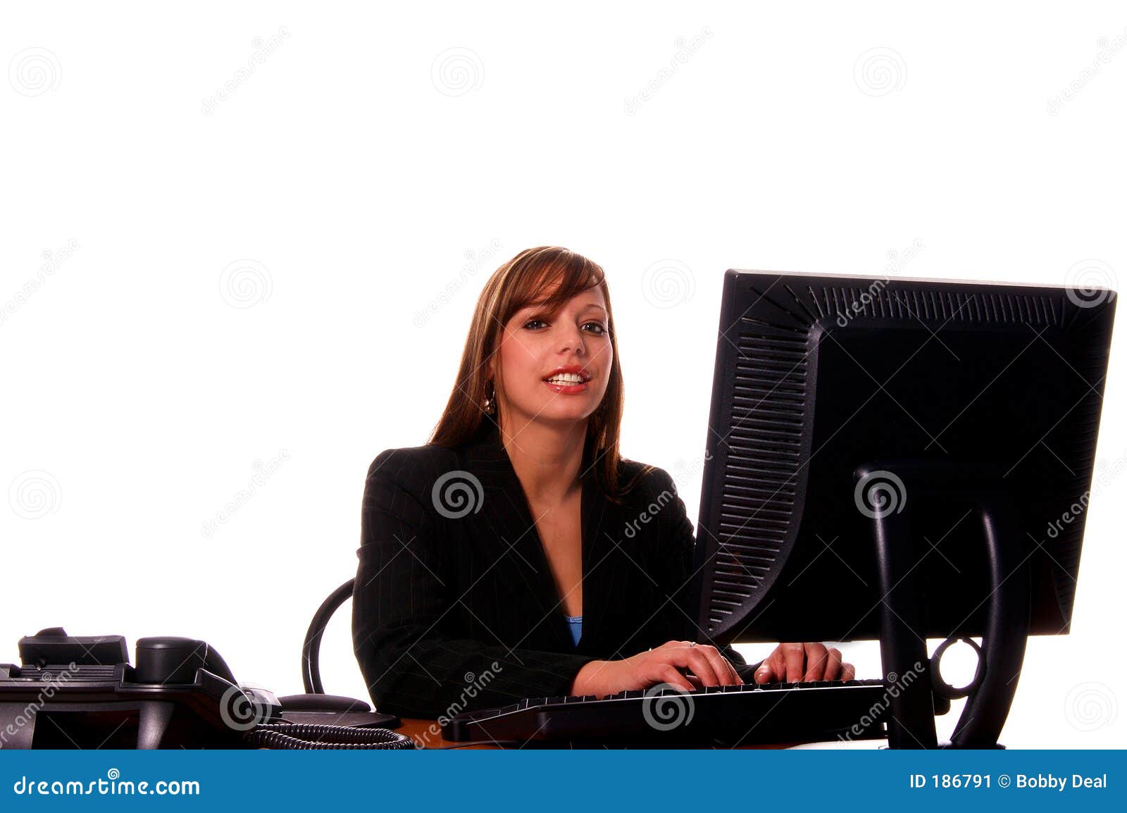 Business Woman at Her Desk stock image. Image of fashion - 186791