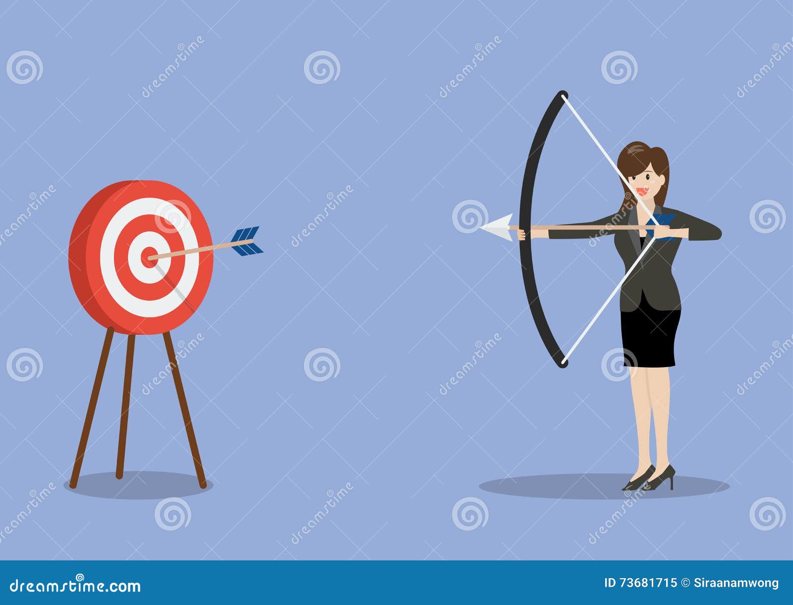 Business Woman Hitting the Target Stock Illustration - Illustration of ...
