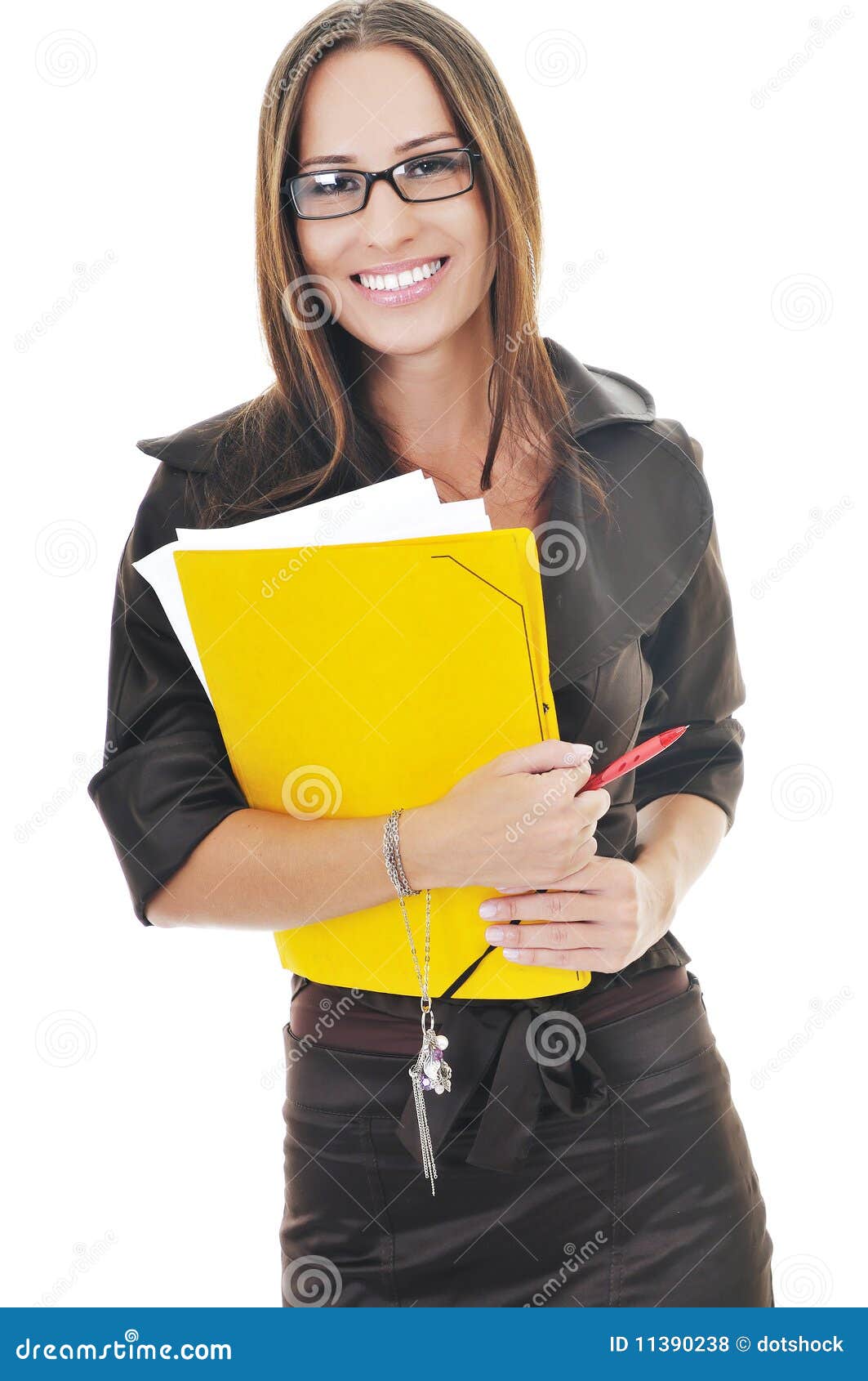 Business Woman Hold Papers and Folder Stock Photo - Image of people ...