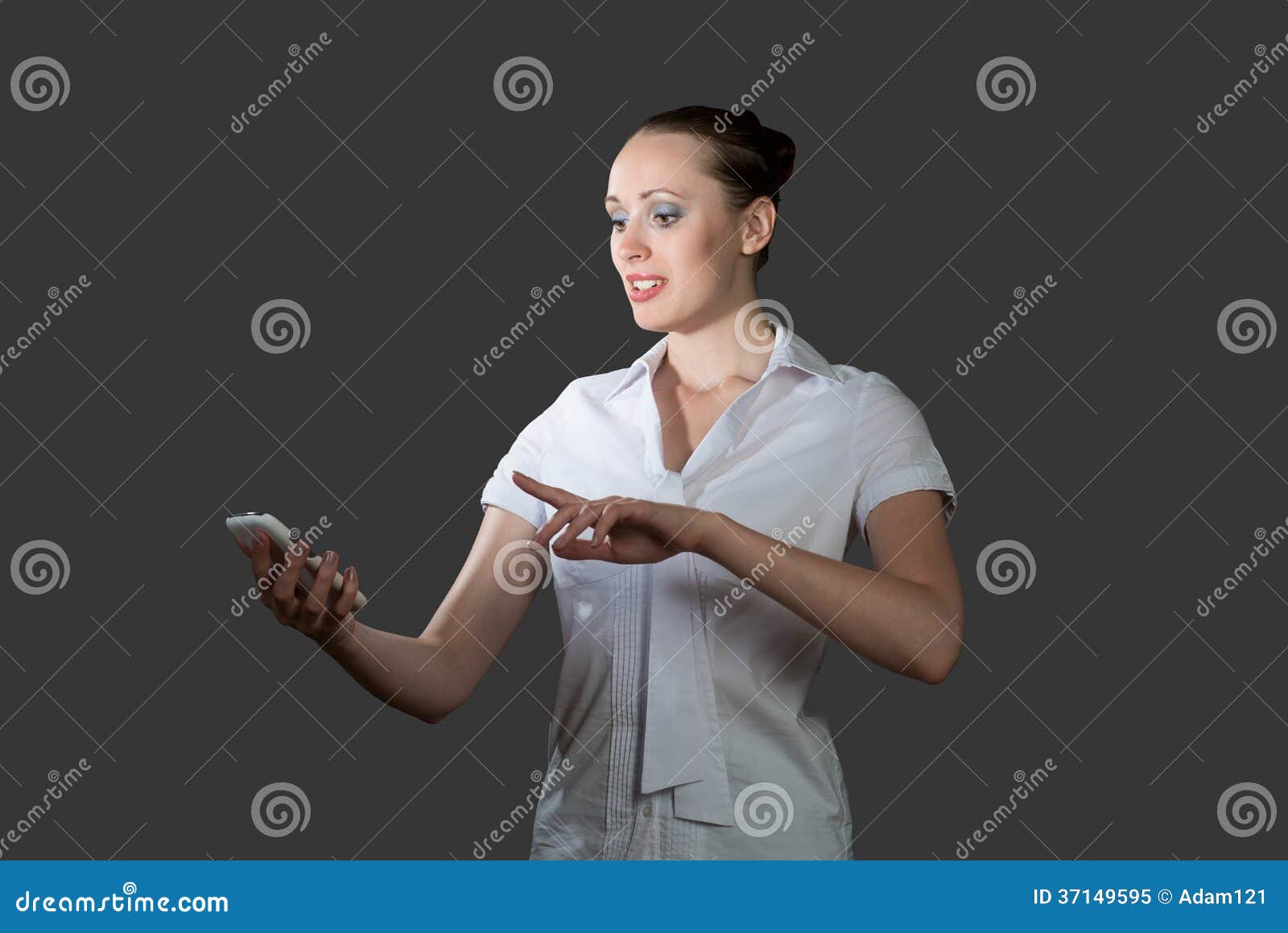 Business Woman Holding a Cell Phone Stock Image - Image of girl ...